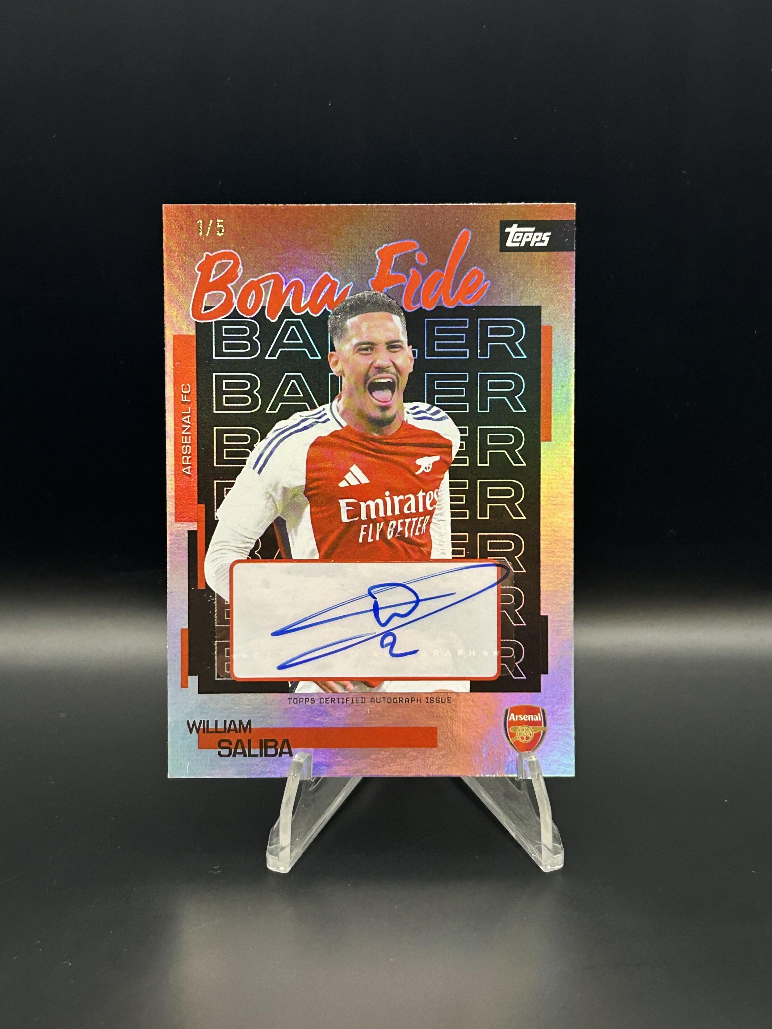 William Saliba 1/5 Autograph – Bonafide Baller (Topps Arsenal Team Set ...