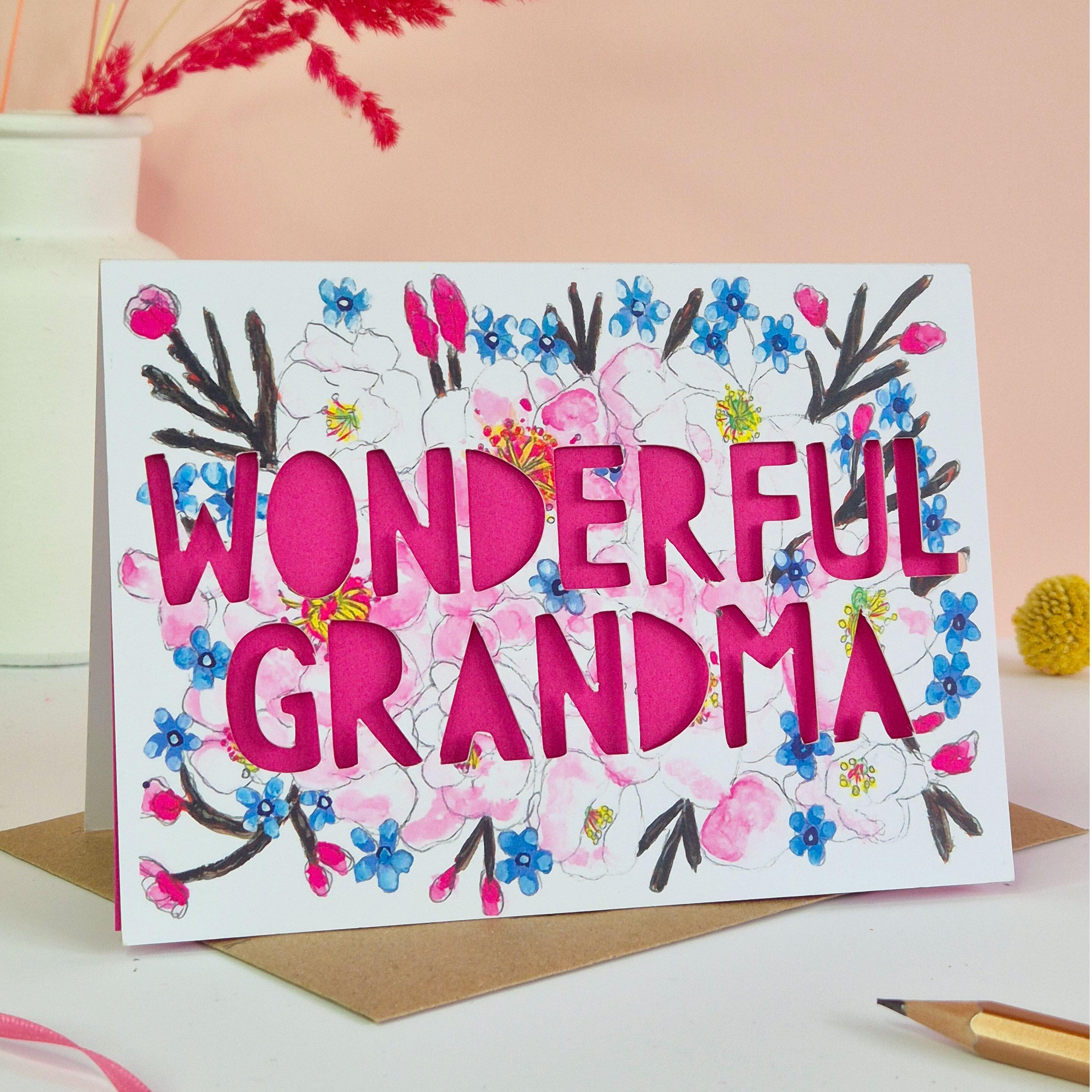 Wonderful Grandma or Nanny Paper Cut Card | Miss Bespoke Papercuts