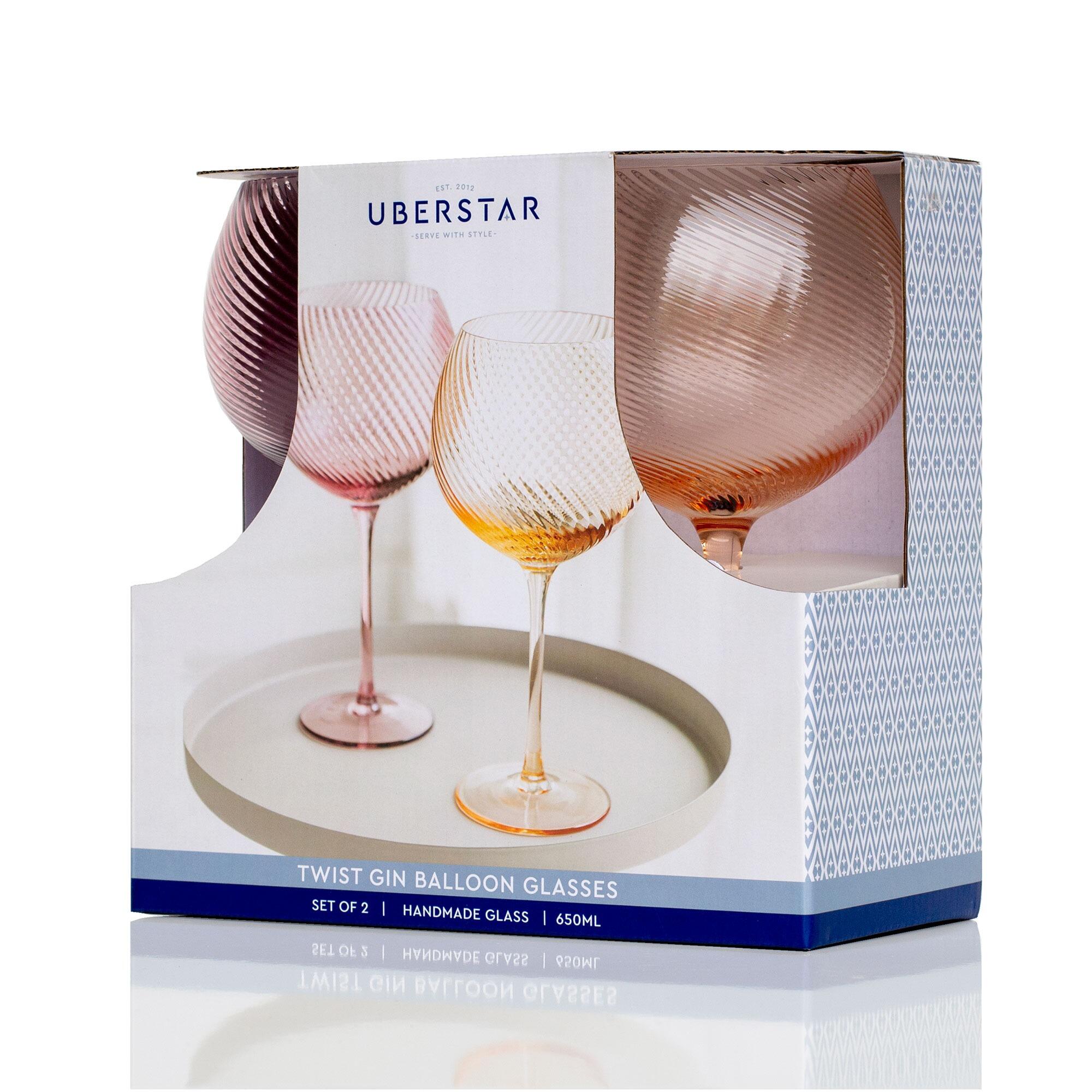 Coloured Twist Gin Balloon Glasses - Set of 2 (Pink & Peach)