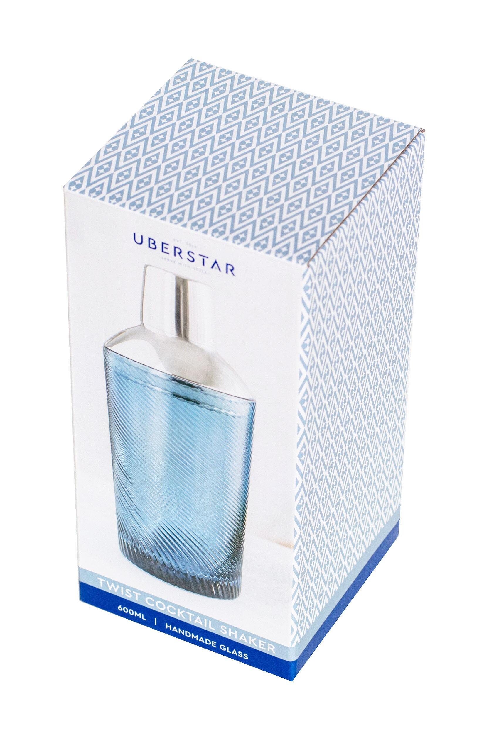 Coloured Glass Twist Cocktail Shaker - Blue | Shop Barware