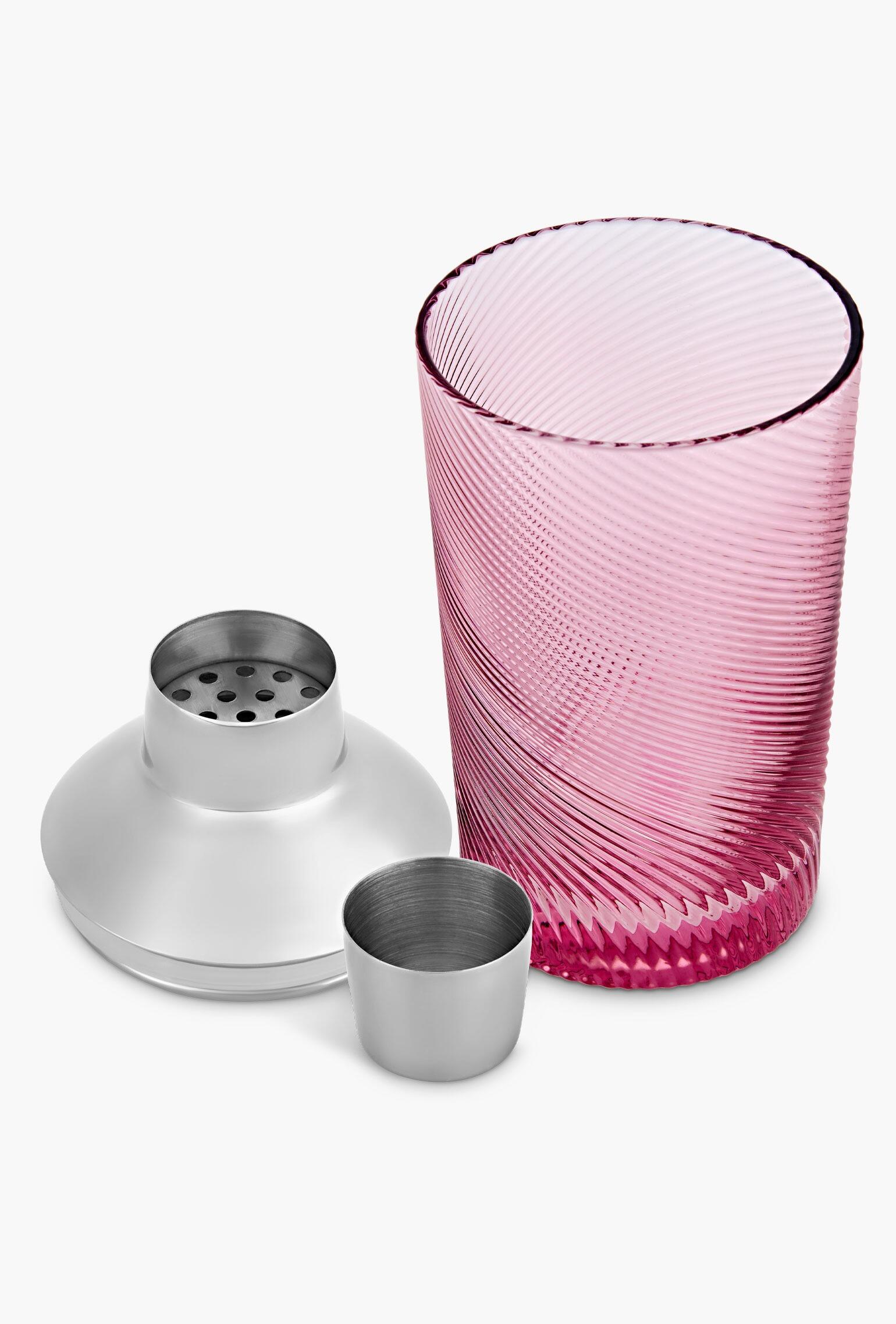 Coloured Glass Twist Cocktail Shaker - Pink | Shop Cocktail Shakers