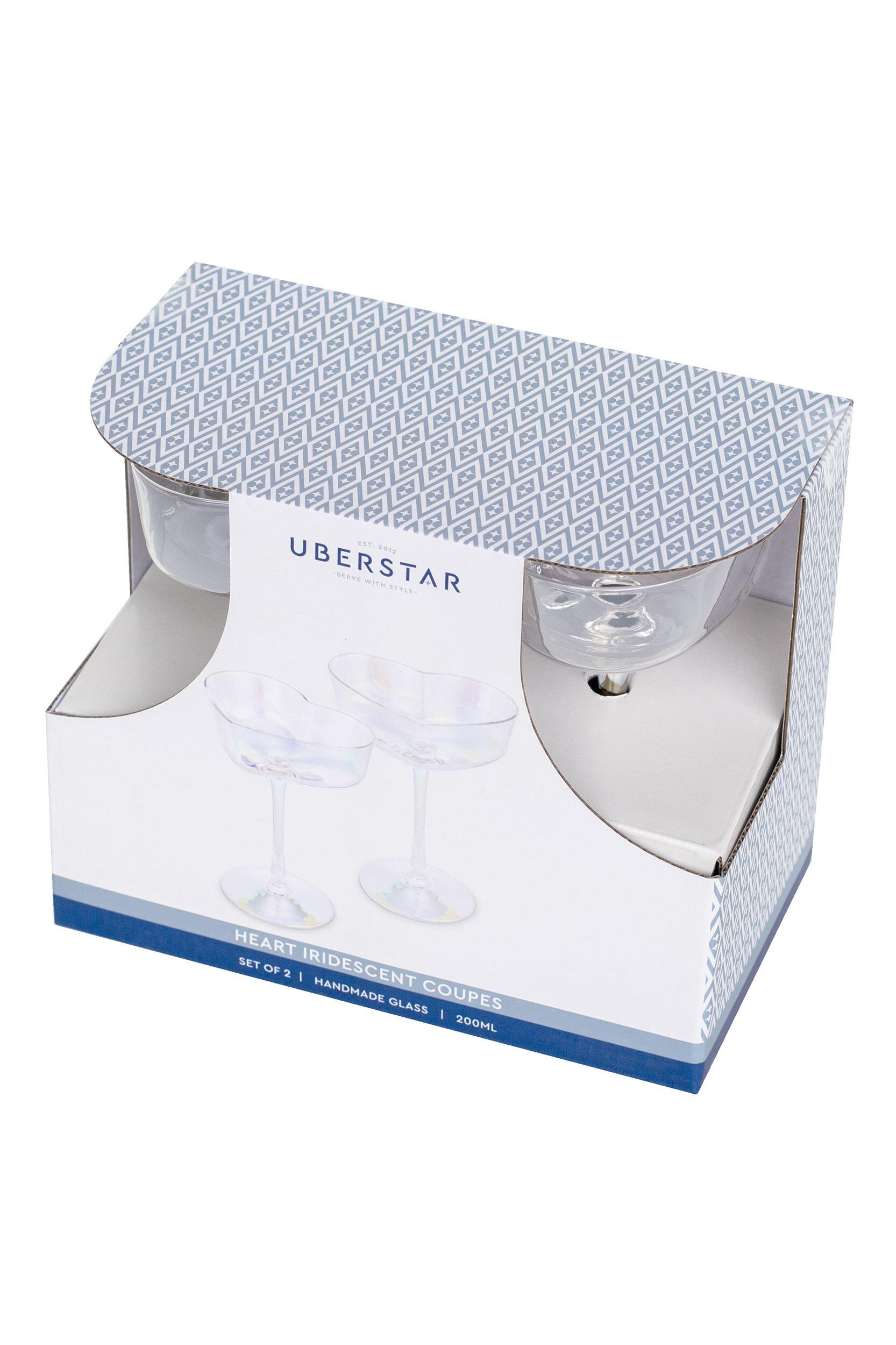 Valentine's Heart Shaped Iridescent Glass Champagne Coupes