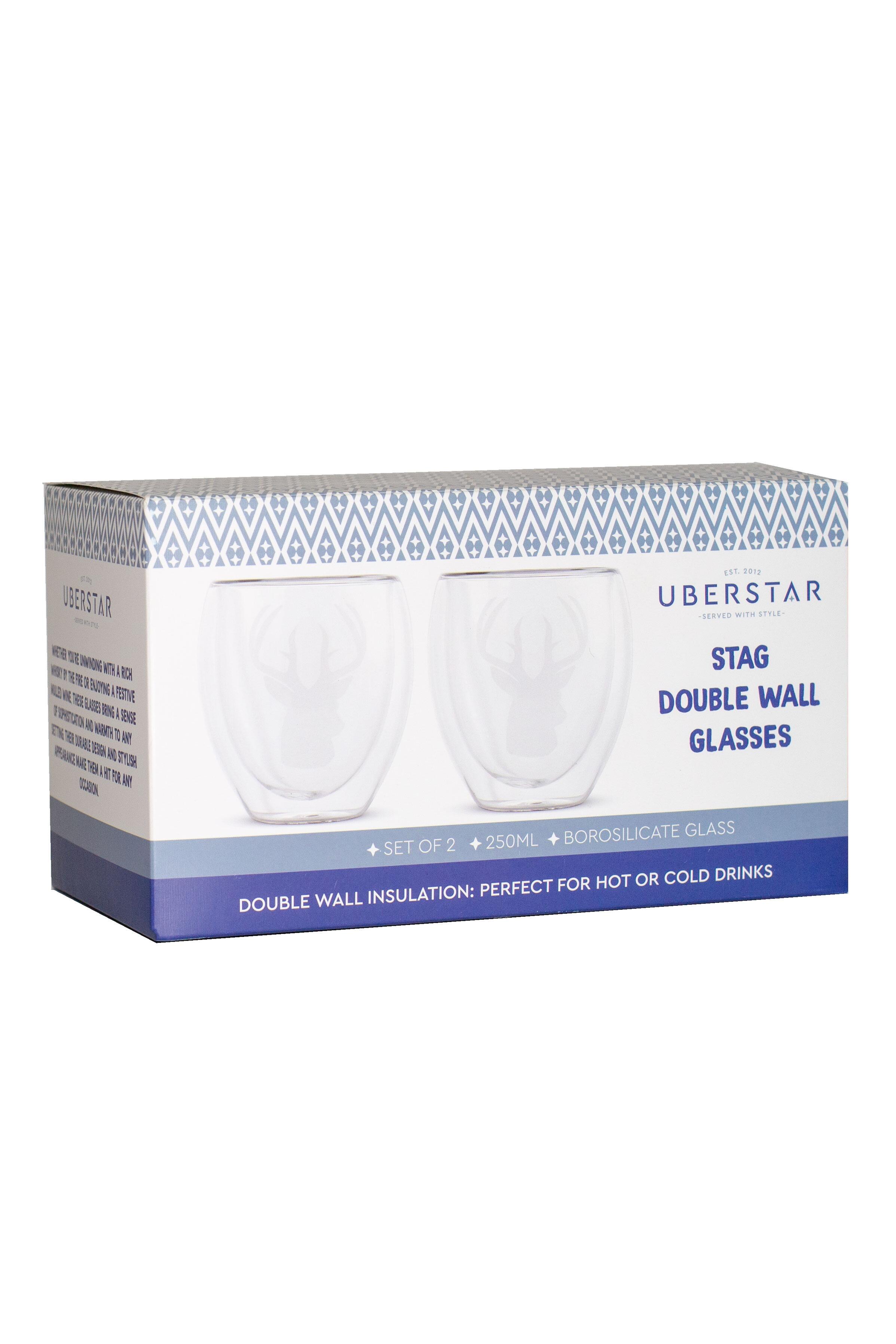 Double Wall Stag Glasses (Set of 2) | Explore Christmas at UBERSTAR