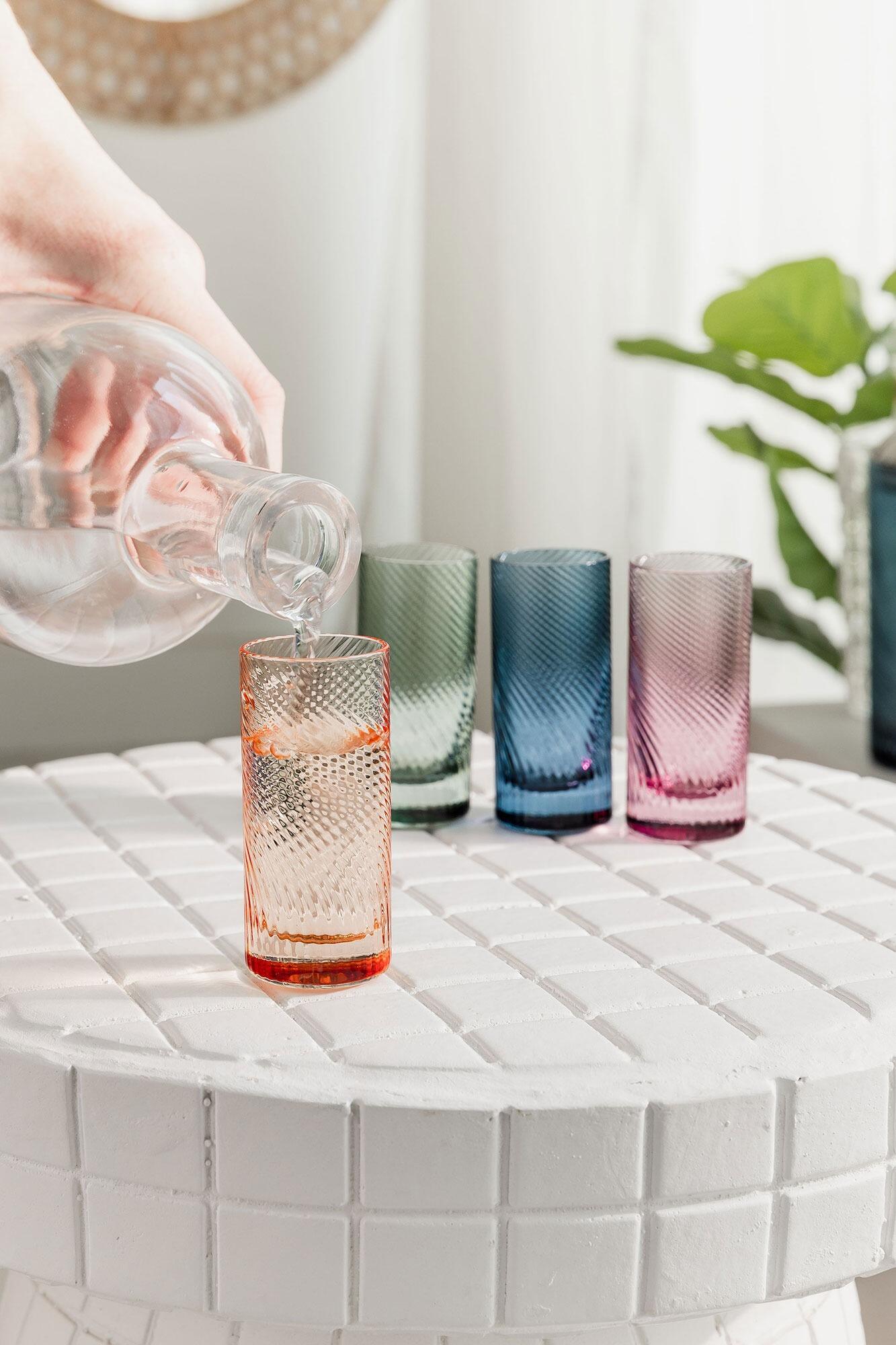 Coloured Glass - Twist Shot Glasses - Set of 4