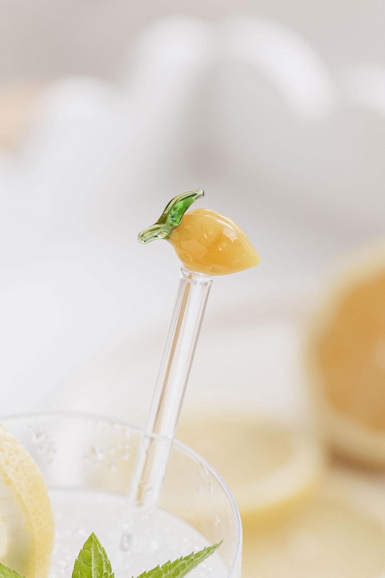 Lemon Fruit Glass Cocktail Stirrers