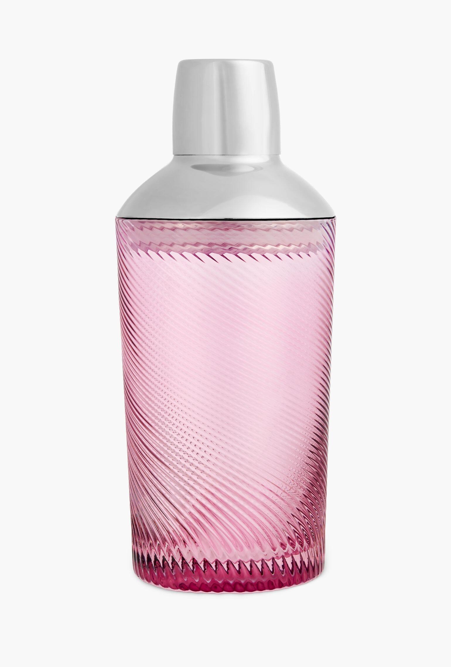 Coloured Glass Twist Cocktail Shaker - Pink | Shop Cocktail Shakers