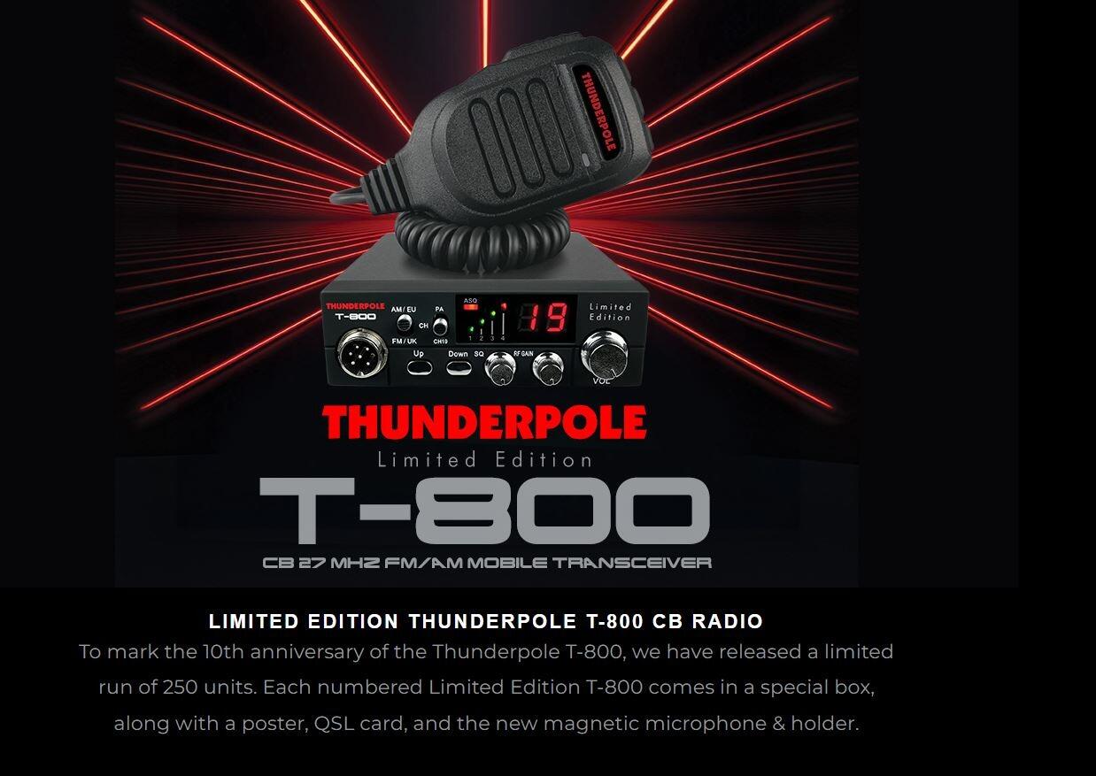 Thunderpole T-800 Limited Edition FM, AM mobile CB transceiver - 80 UK, EU channels - Radioworld UK