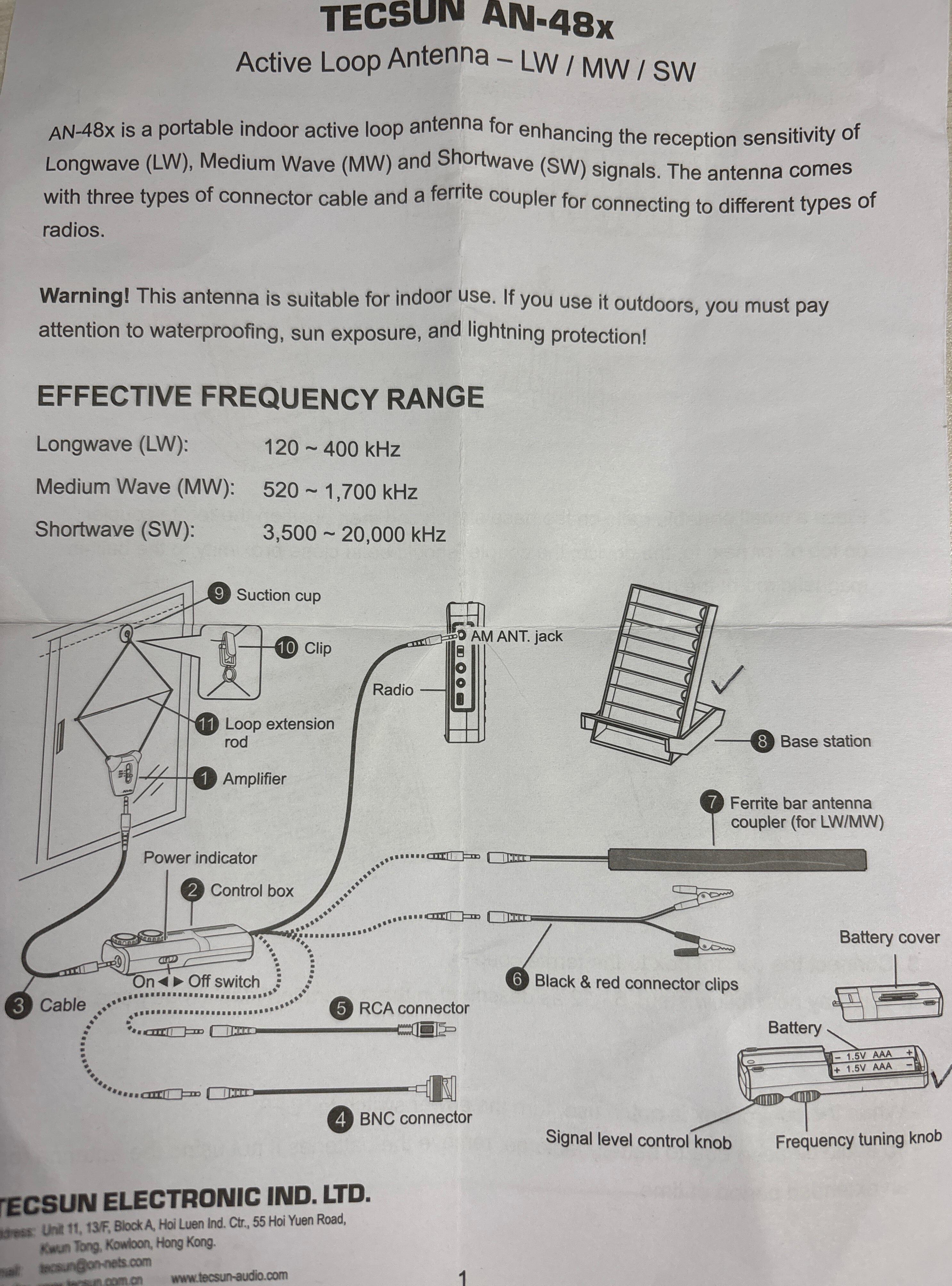 Second Hand Tecsun an-48x active loop antenna - Radioworld UK