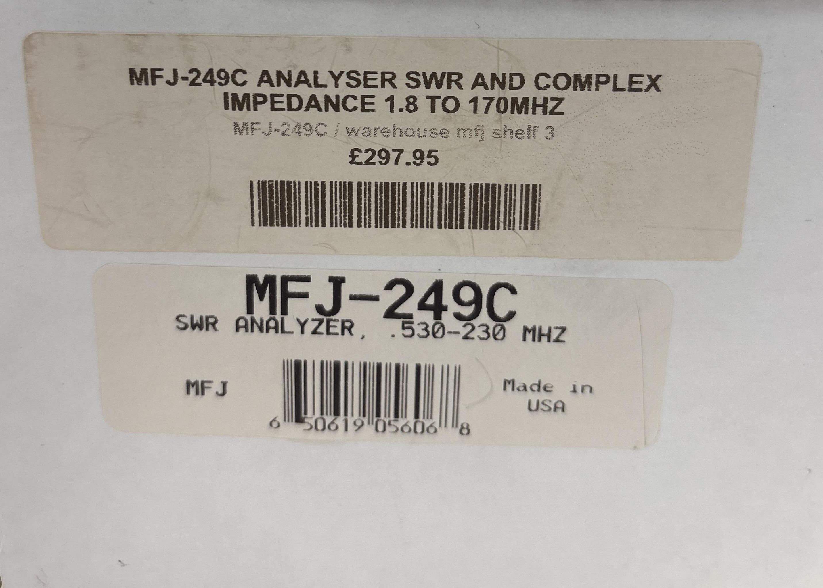 Second Hand MFJ-249C Analyser frequency range of 1.8 to 170 MHz ...