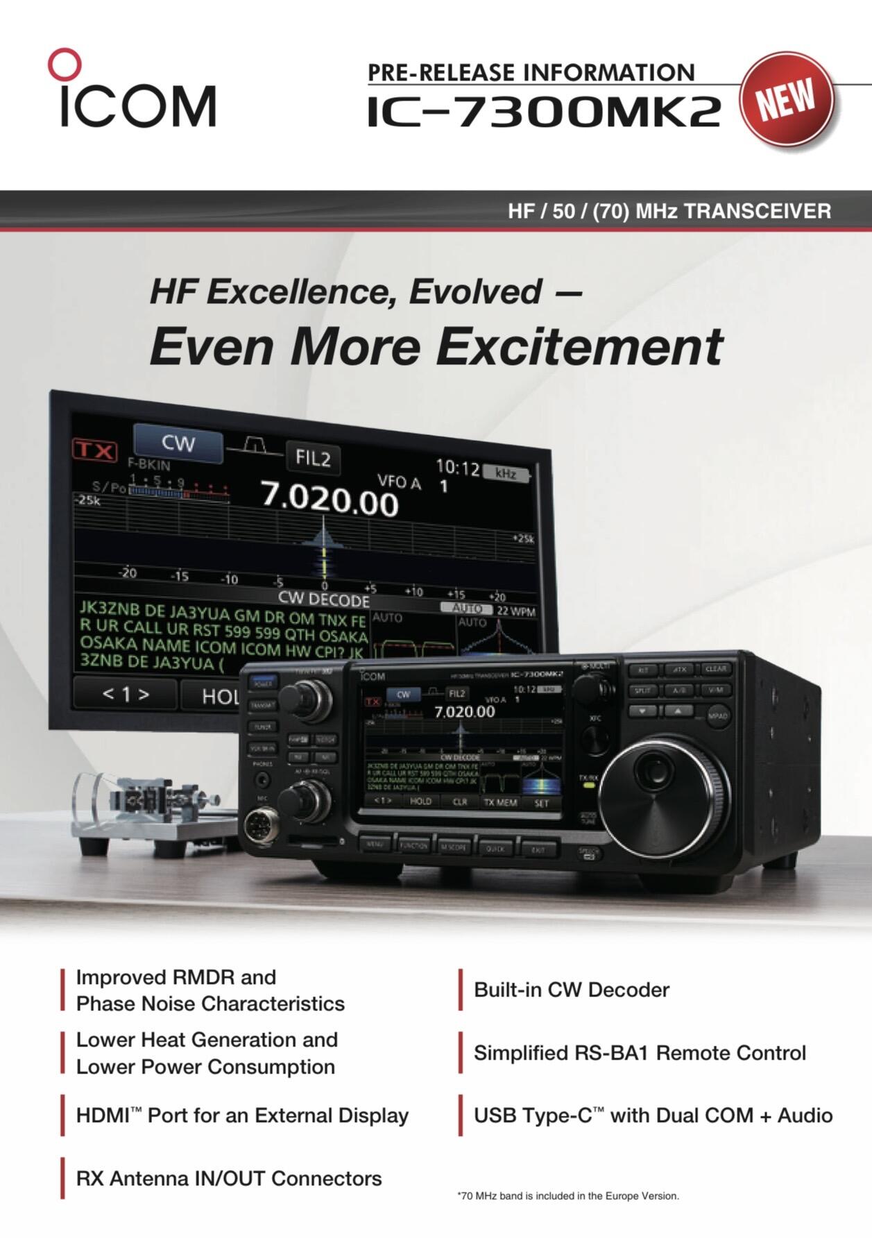 Icom IC-7300MK2 HF/50/70 MHz Transceiver | Pre-Order Now
