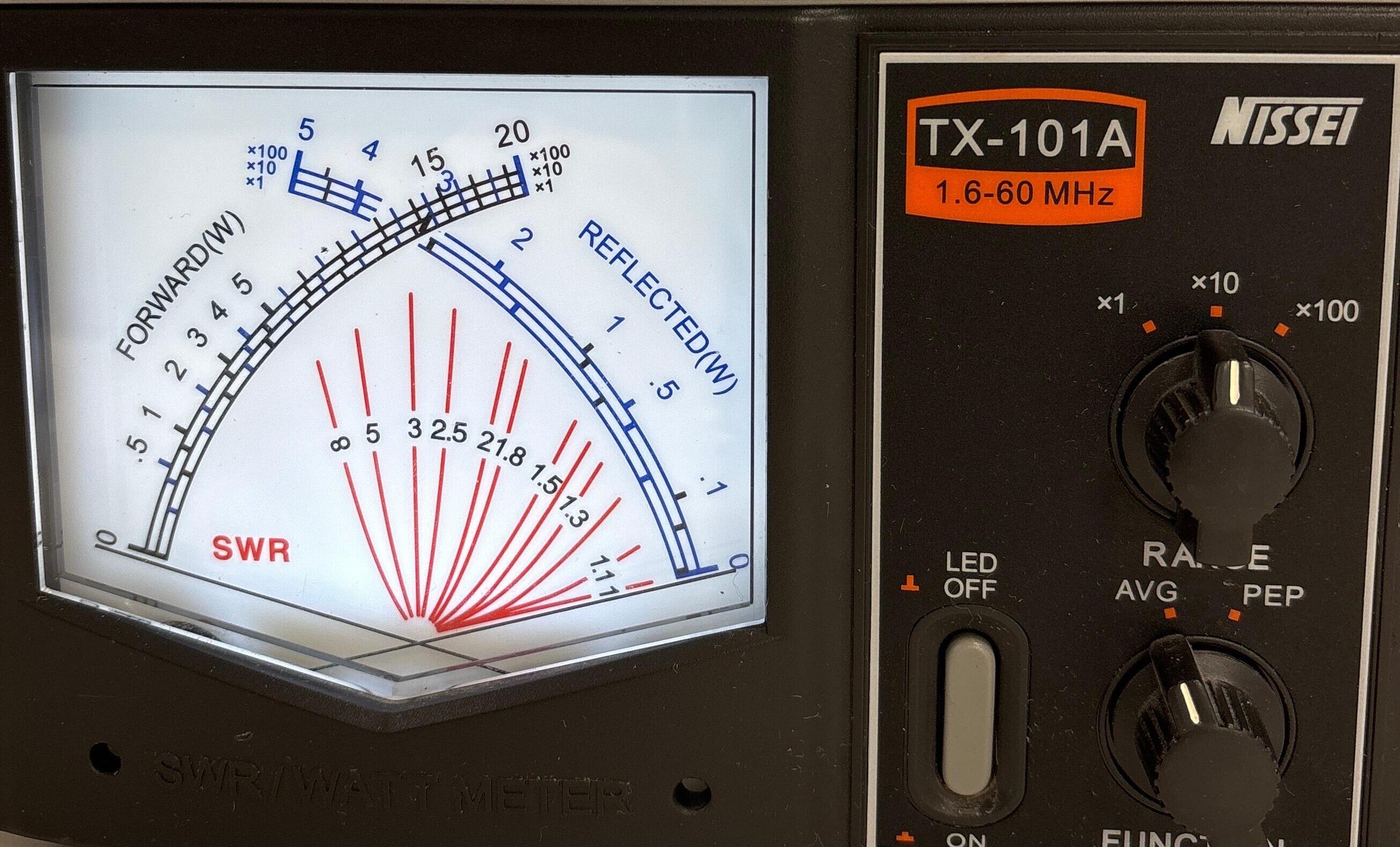 Second Hand Nissi SWR/Watt meter TX-101A Frequency Range 1.6-60 MHz
