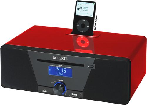 Roberts MP-53 CD/DAB/FM sound system with iPod dock - red - radi