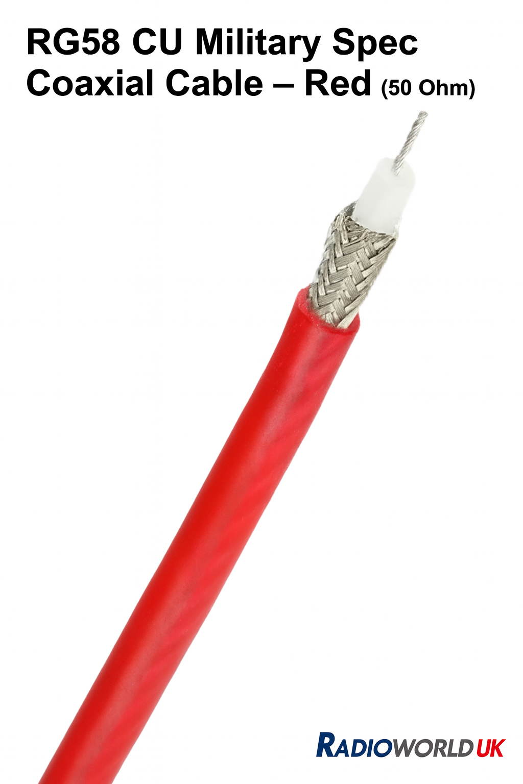 Rg58 cu military spec coaxial cable in red is a top-quality 50-ohm ...