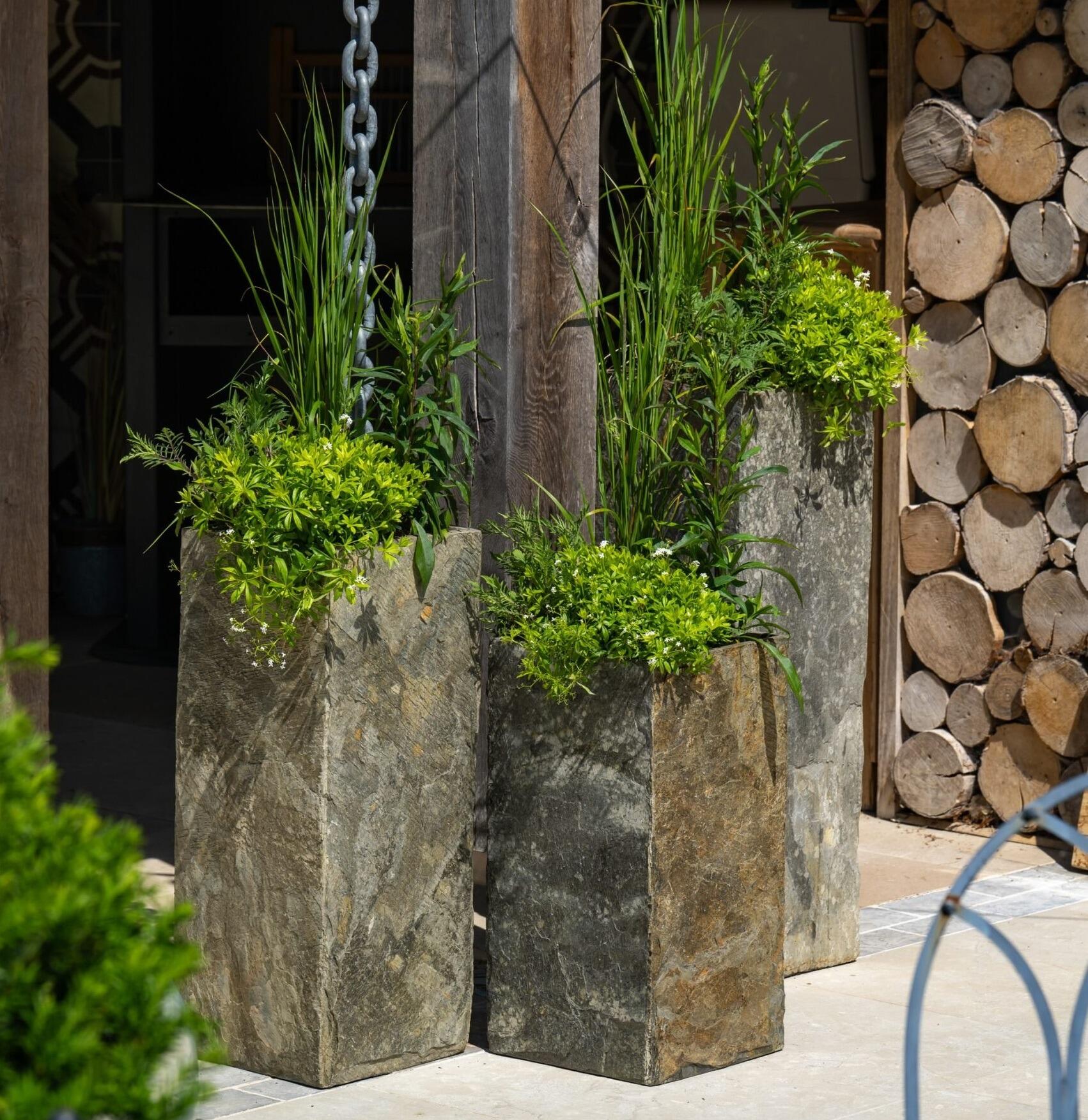 Natural Slate Tall Square Planters or Plinths, 3 Sizes Priced From....