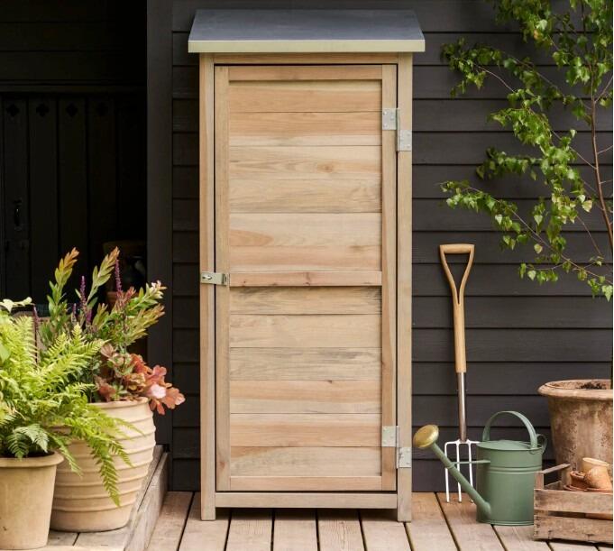 Modern Upright Garden Outdoor Store Cupboard in Spruce Wood