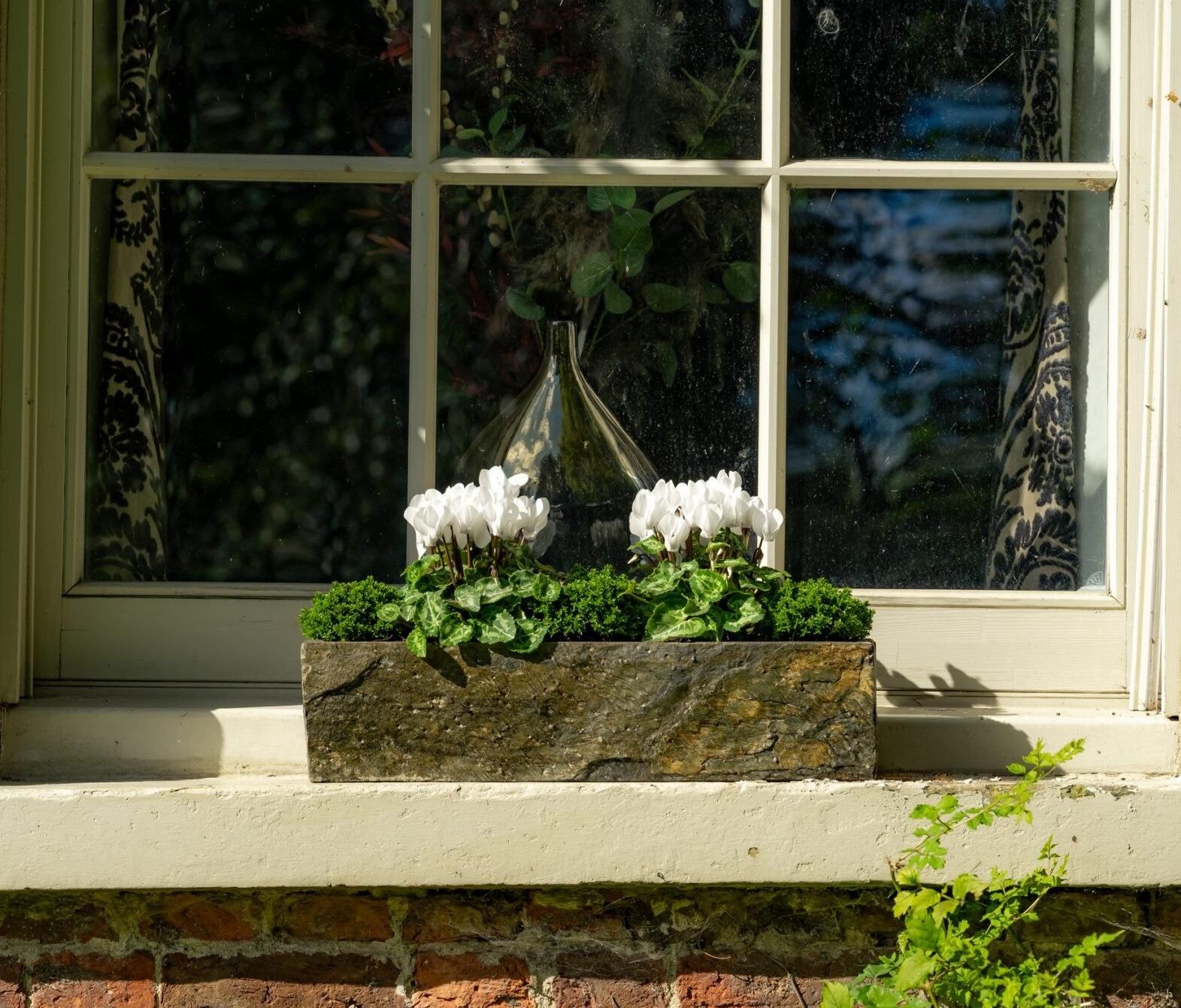 PAIR of Natural Slate Window Boxes or Small Garden Troughs