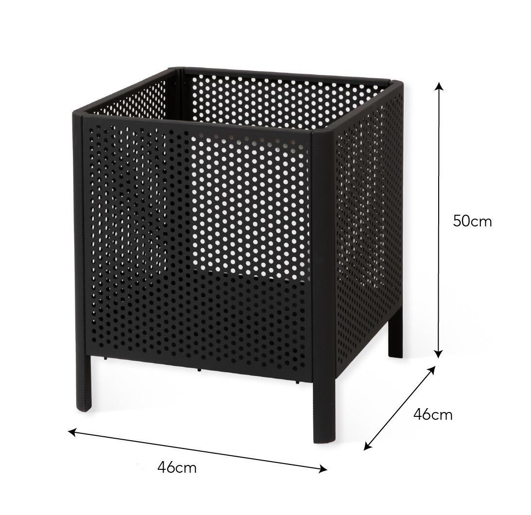 Modern Square Mesh Garden Fire Pit Bowl in Black Steel