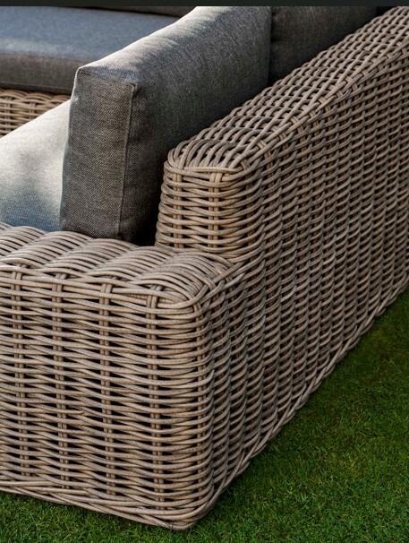 Garden Corner Sofa and Coffee Table in All Weather Rattan with Mocha ...