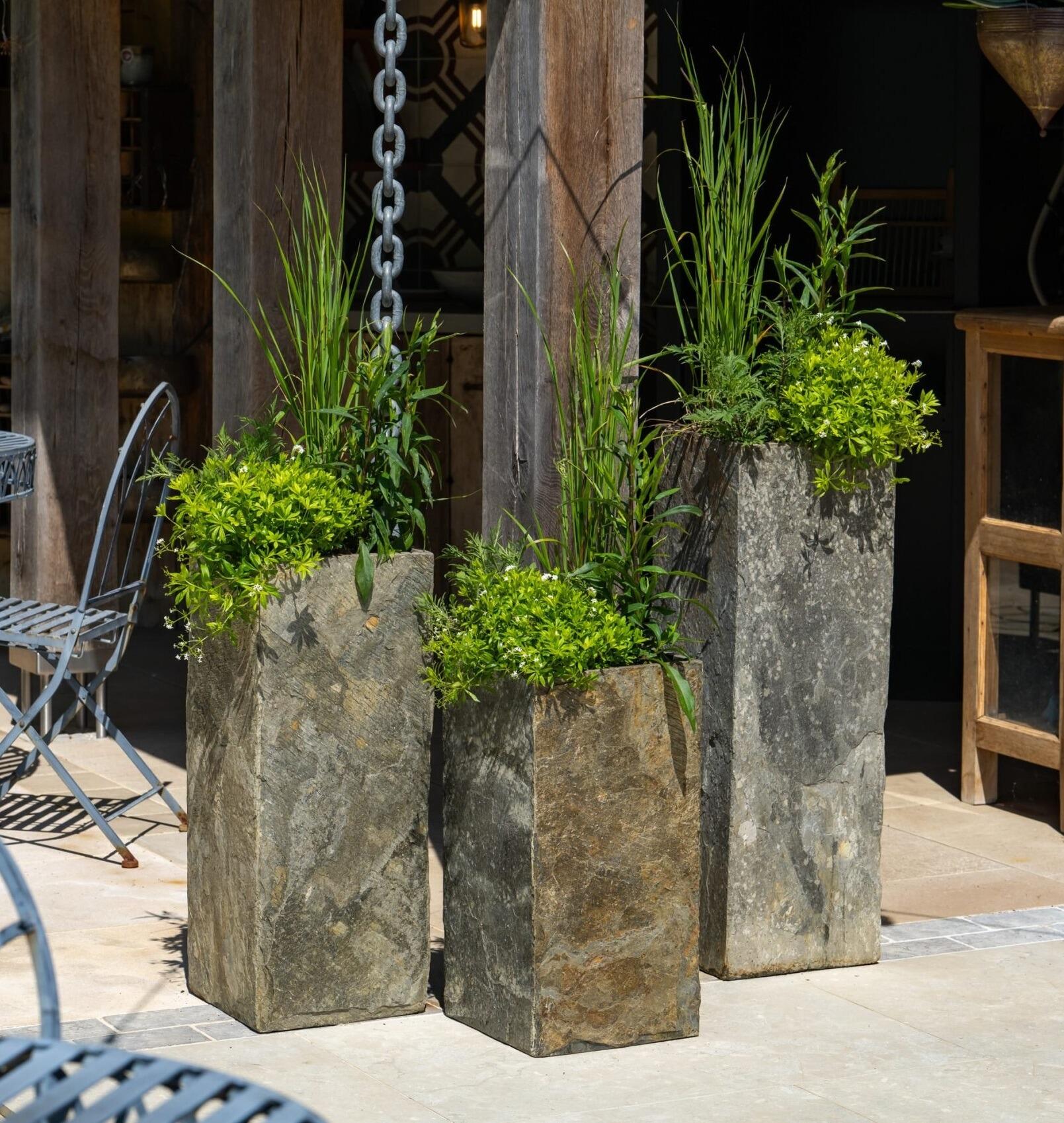Natural Slate Tall Square Planters or Plinths, 3 Sizes Priced From....