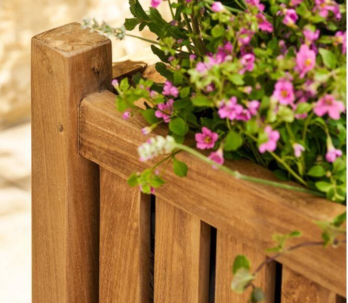 Modern Teak Cubed Garden Planter