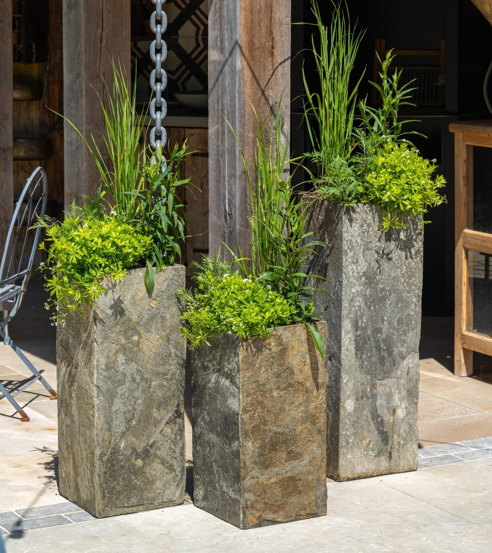 Natural Slate Tall Square Planters or Plinths, 3 Sizes Priced From....