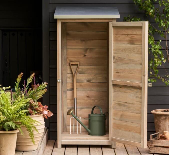 Modern Upright Garden Outdoor Store Cupboard in Spruce Wood
