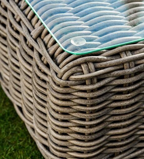 Garden Corner Sofa and Coffee Table in All Weather Rattan with Mocha ...