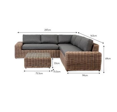 Garden Corner Sofa and Coffee Table in All Weather Rattan with Mocha ...