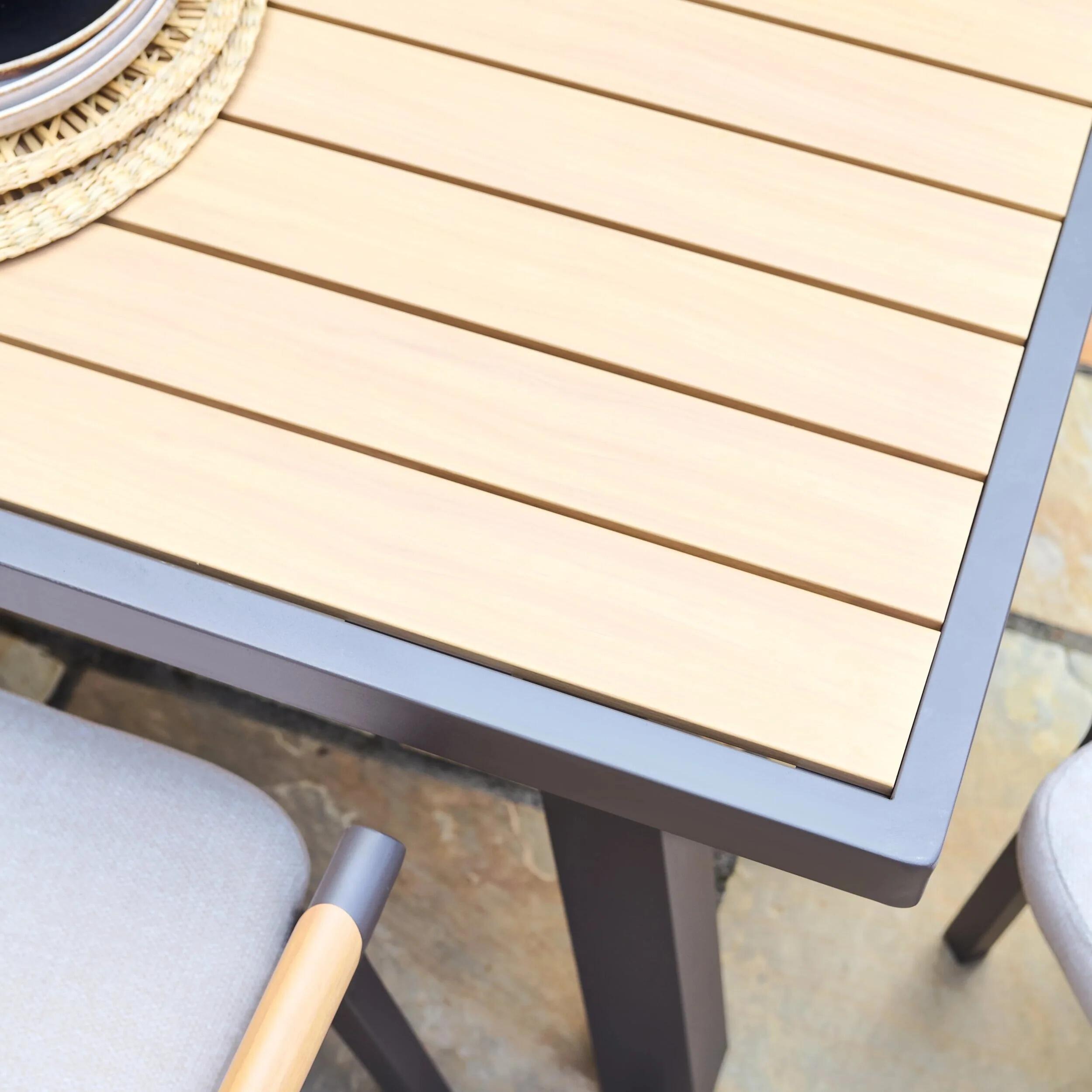Modern 6 Seater Garden Dining Set in All Weather Rope Weave and Aluminium