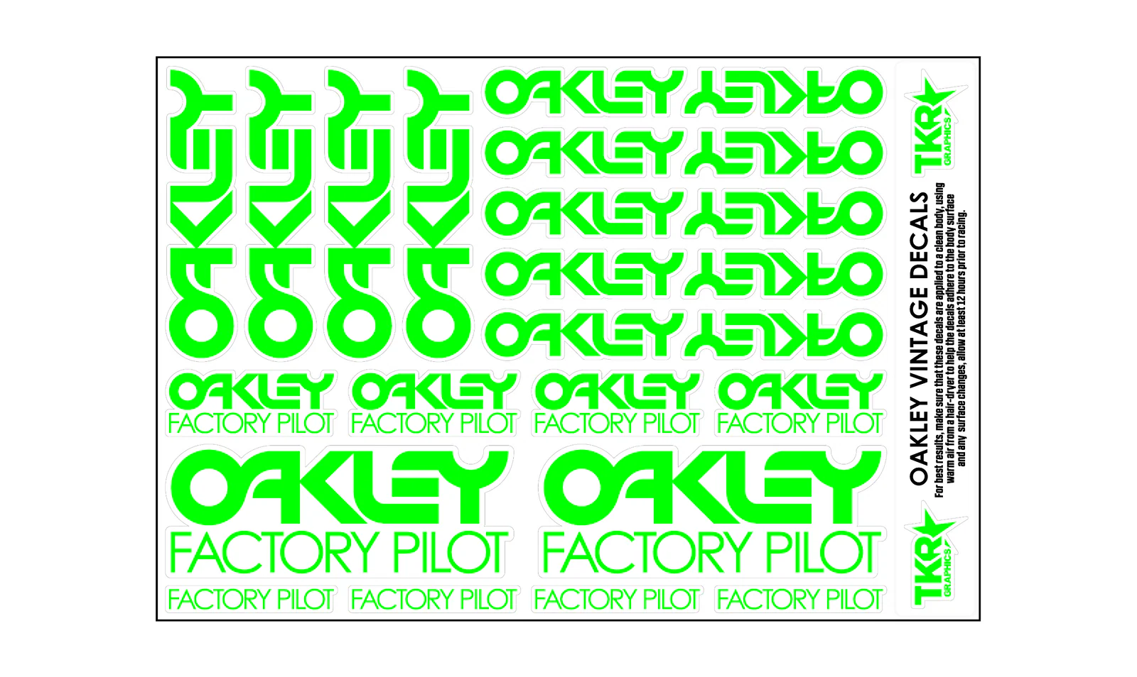 OAKLEY VINTAGE A5 DECALS TKR