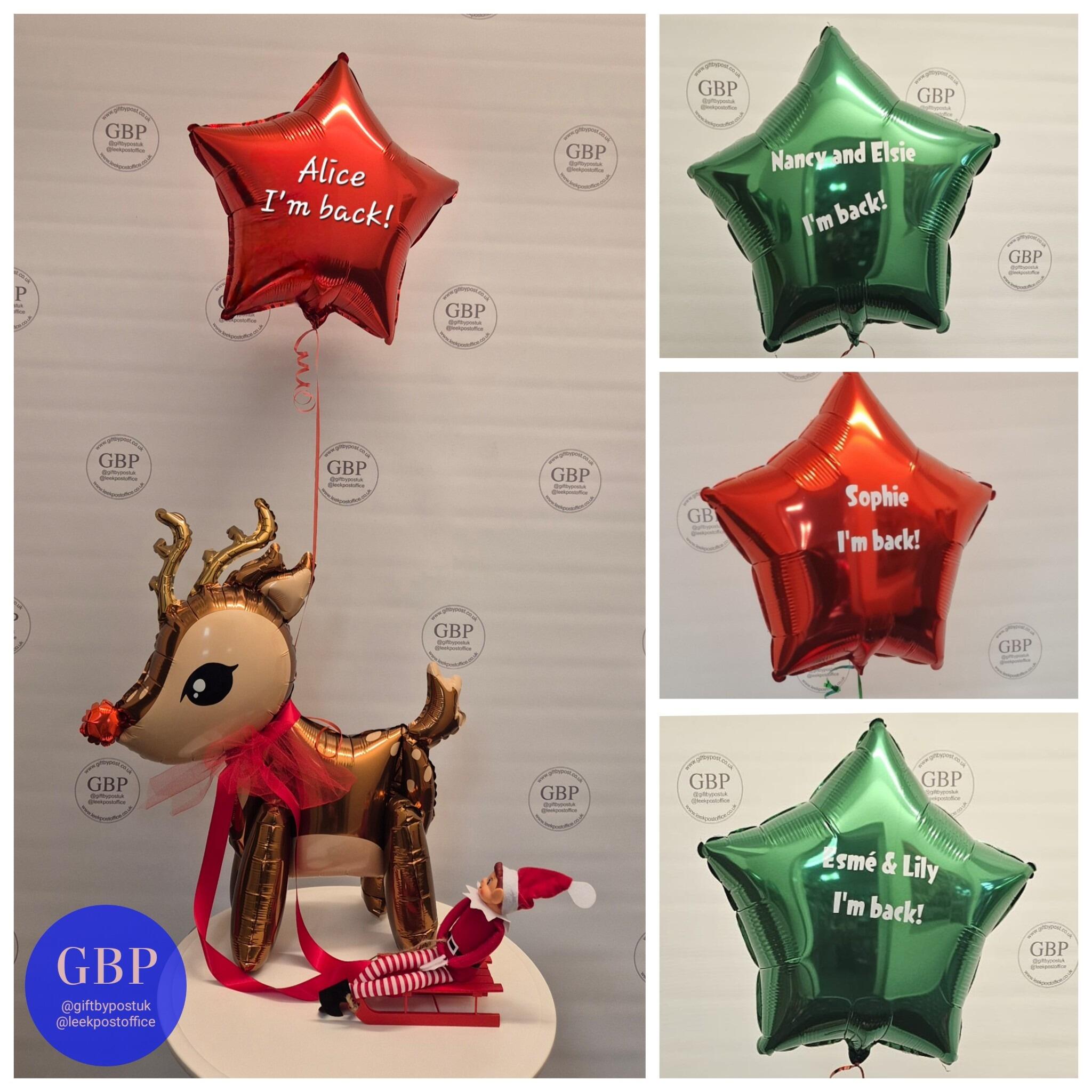 Elf Balloon 2 - Personalised Foil & Reindeer