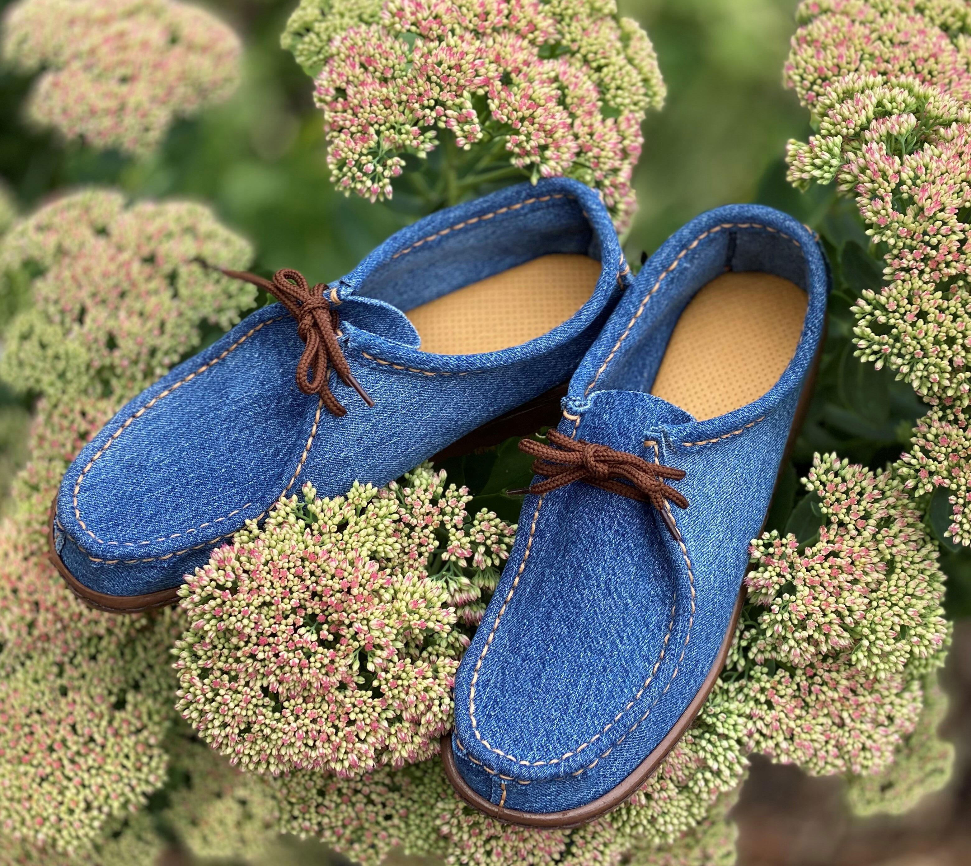 Ladies Vegan Denim Shoes - handmade in the UK