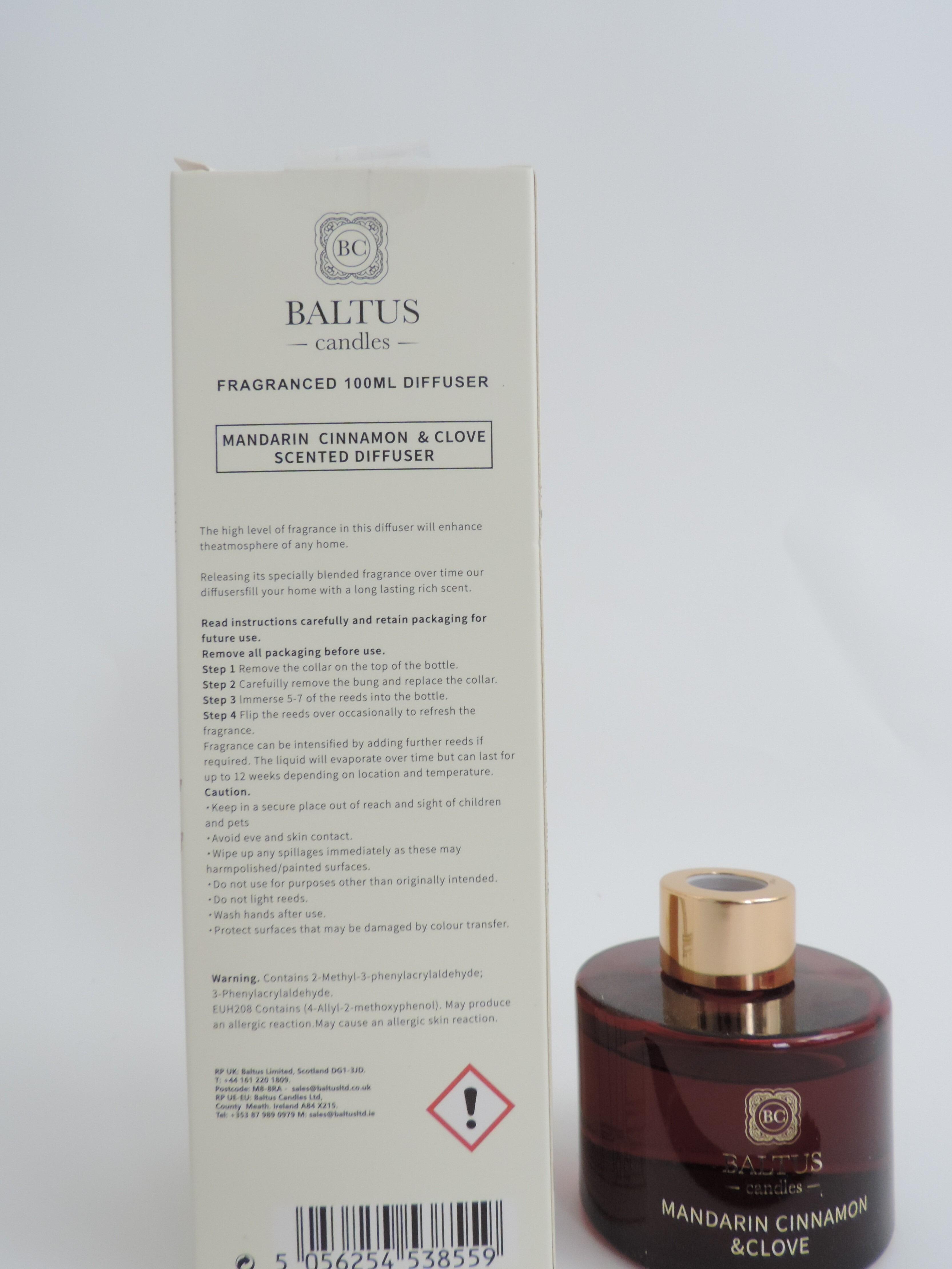 Baltus Mandarin Cinnamon & Clove Christmas Diffuser. Perfect for the festive season