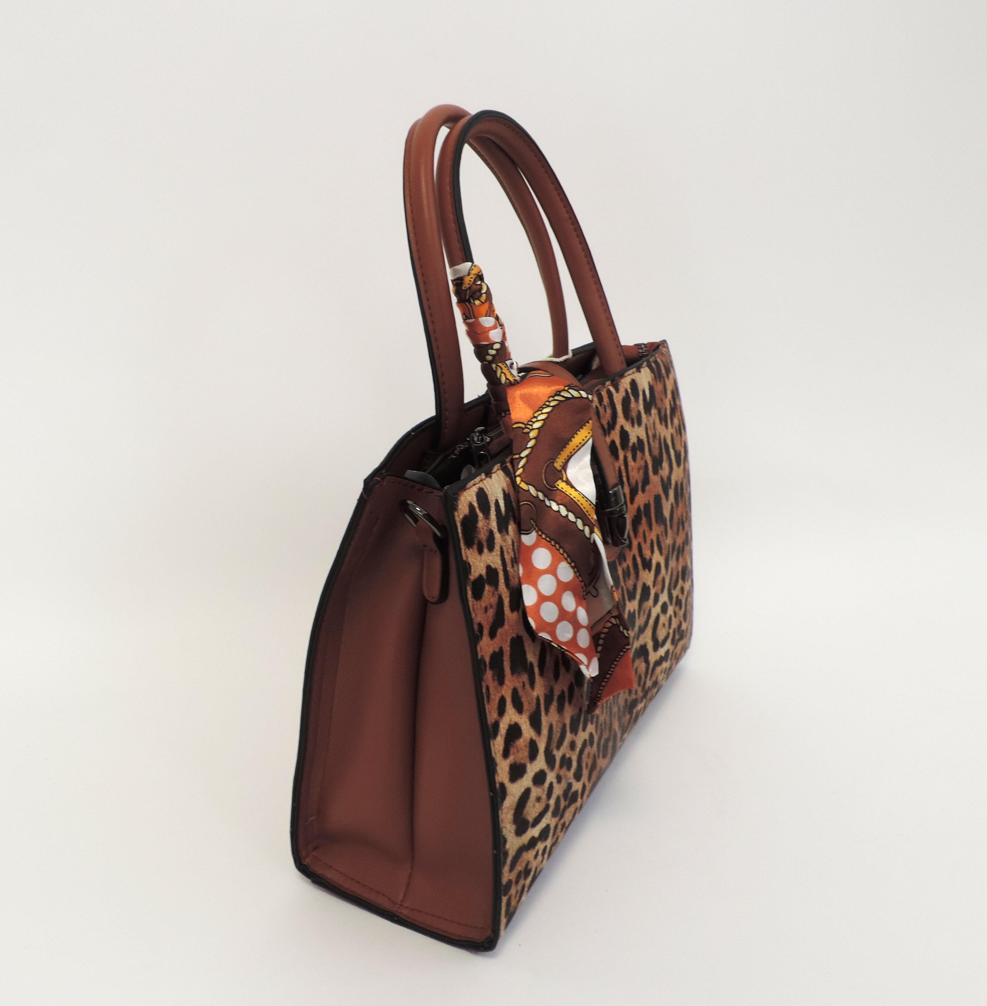 Faux Leopard Print Handbag – Bold Animal Print with Stylish Scarf ...
