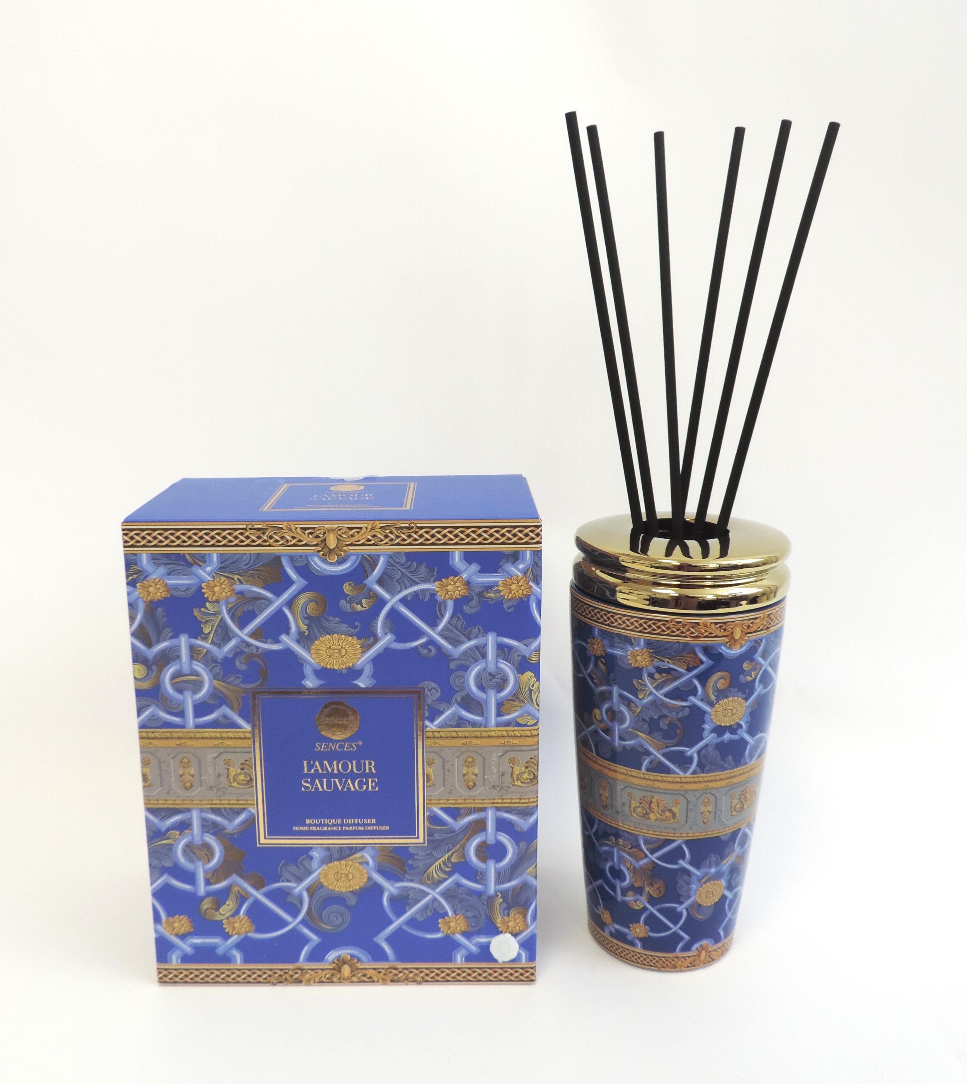 L’Amour Sauvage Reed Diffuser | Luxury Blue & Gold Home Fragrance ...