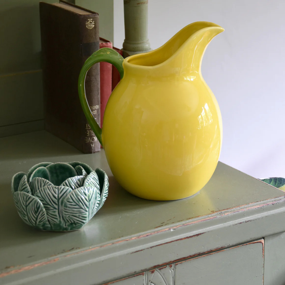 Ceramic Jug with Reactive Glaze Lemon Yellow Rustic Finish - Thames Hospice