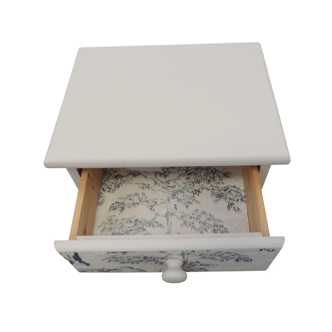 Papered Chest Of Drawers in Cool Beans Frenchic paint | Thames Hospice