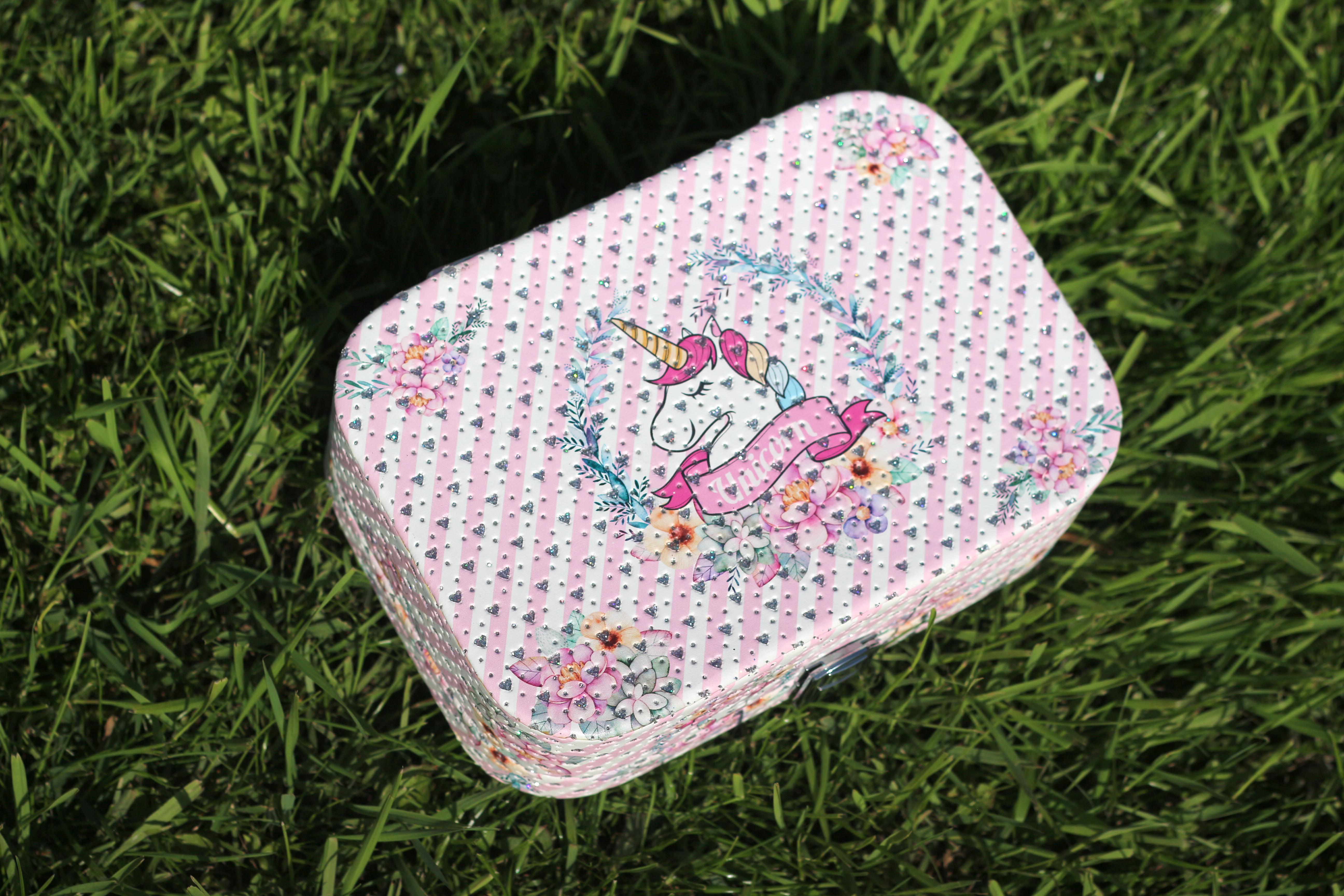 small pink unicorn case with sparkle