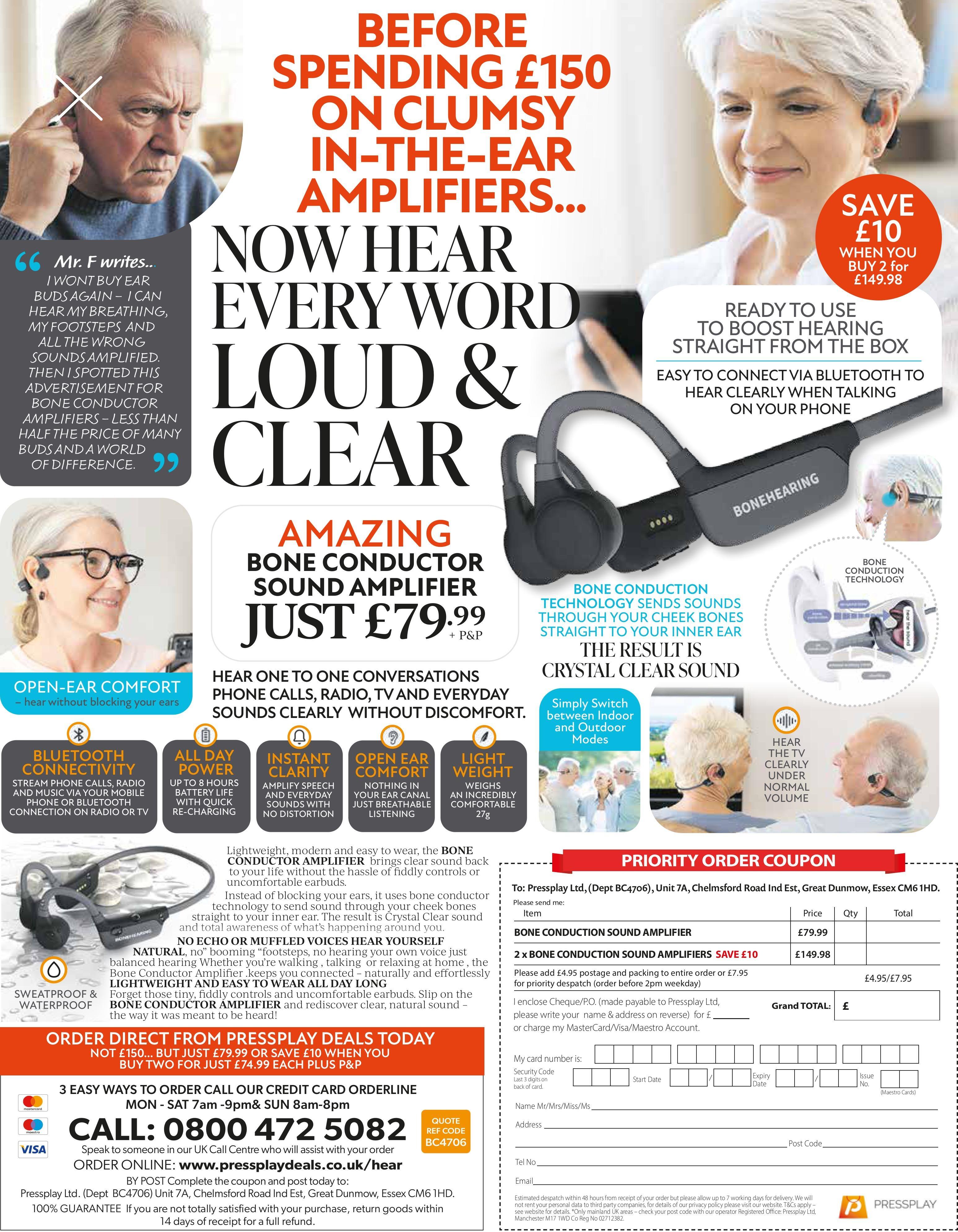 Bone Conduction Sound Amplifier