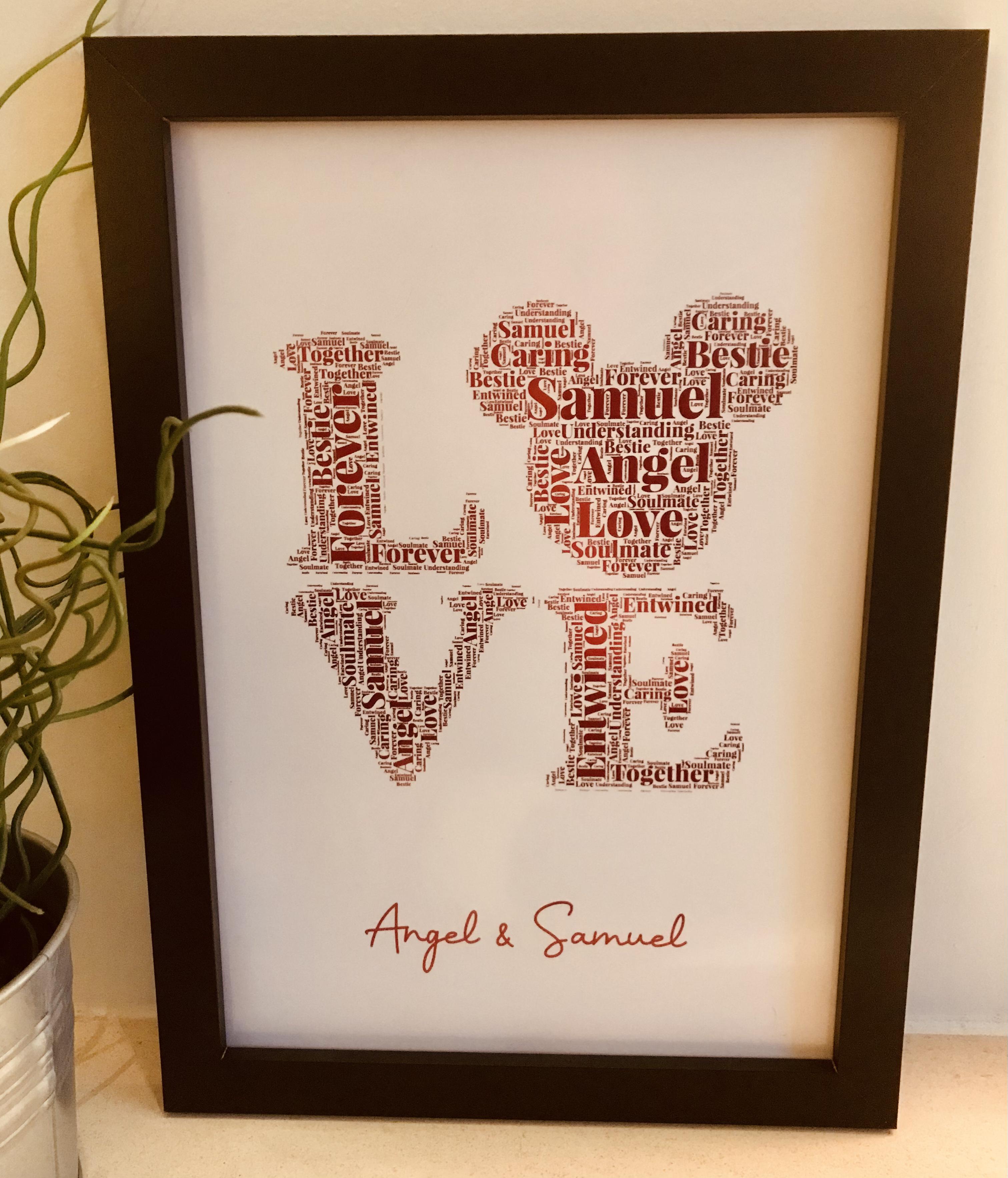 Personalised Disney Love Word Art print