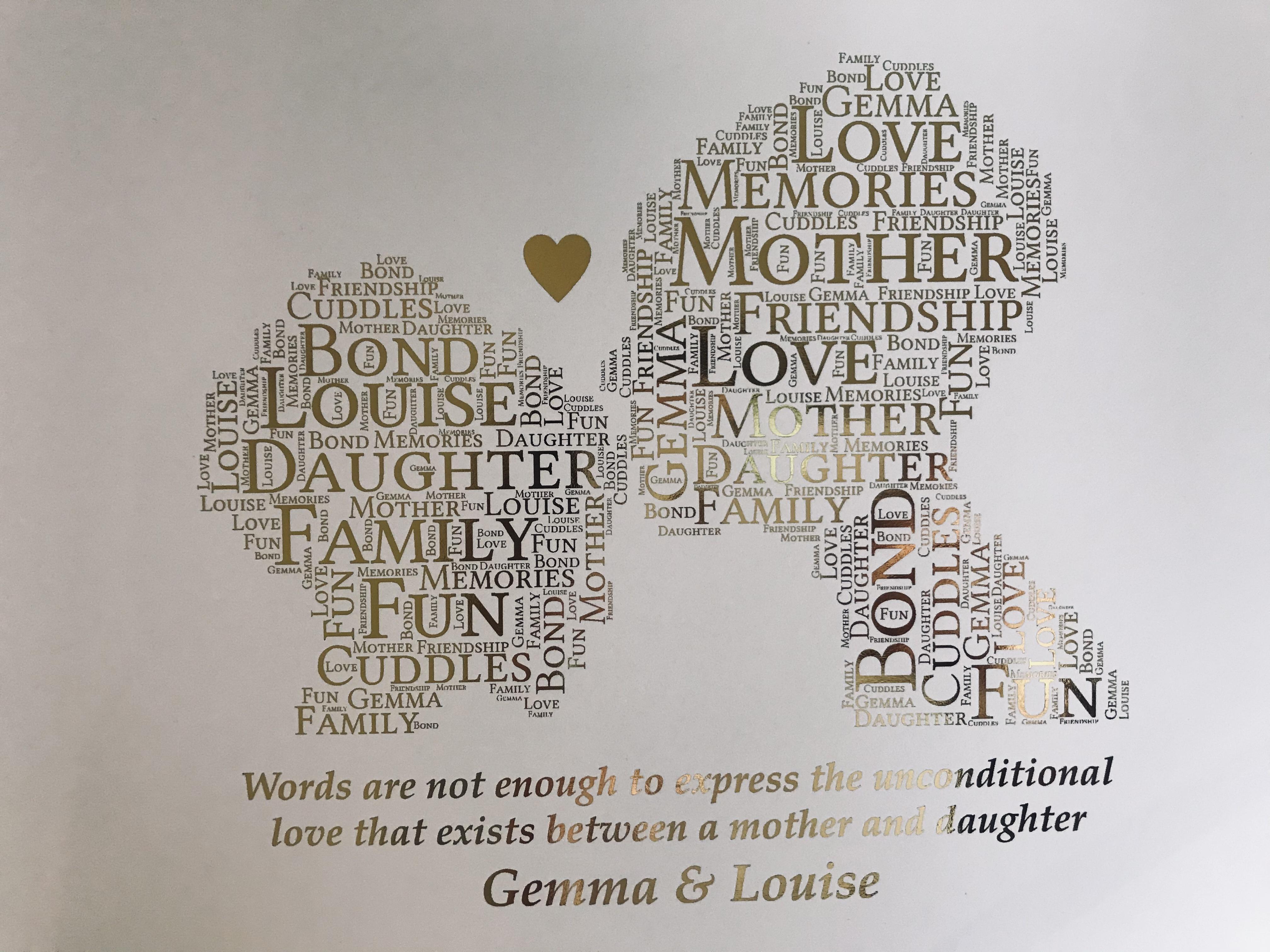 Personalised Mother and Daughter Word Art print