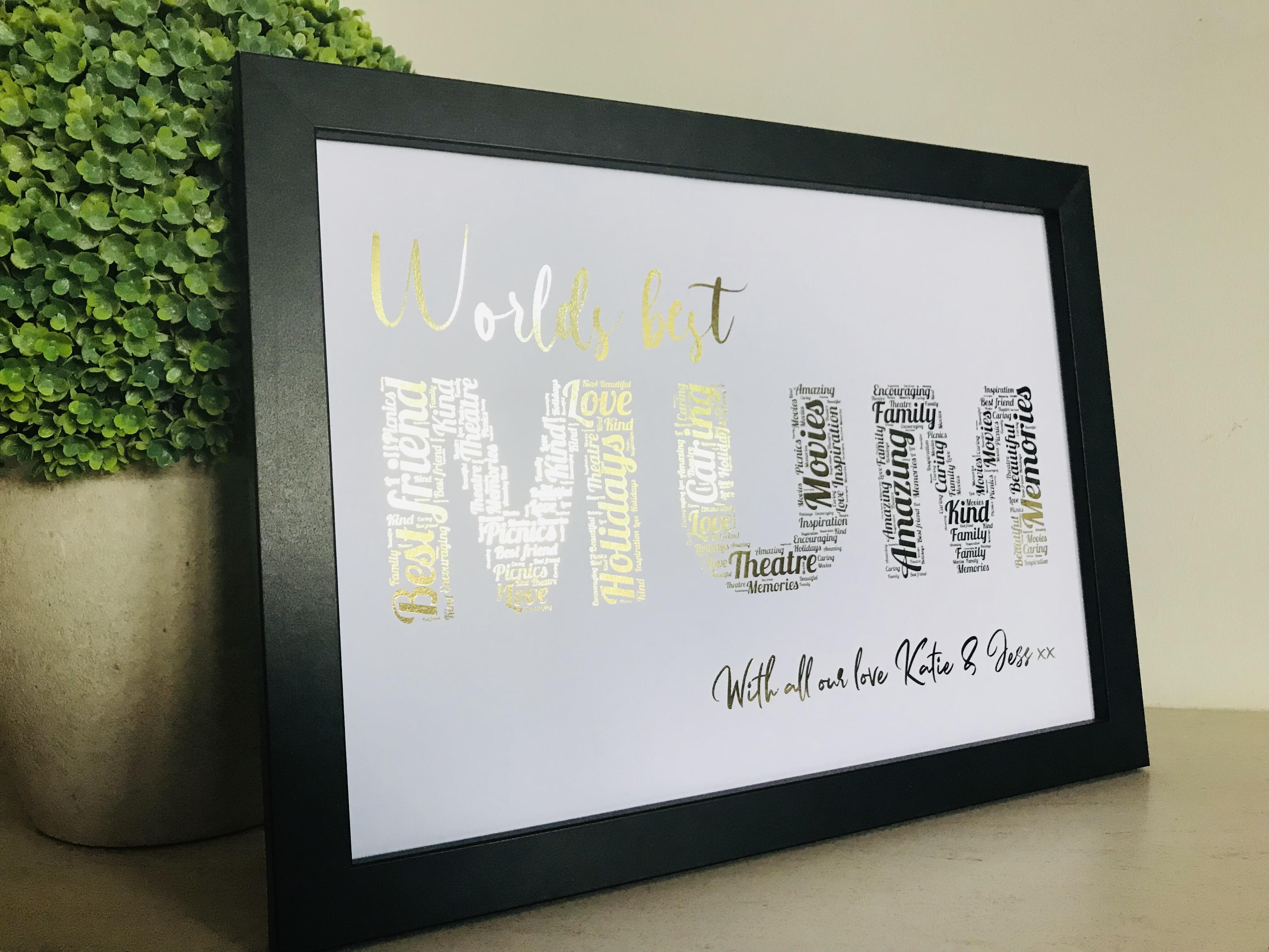 Personalised Mum word art print