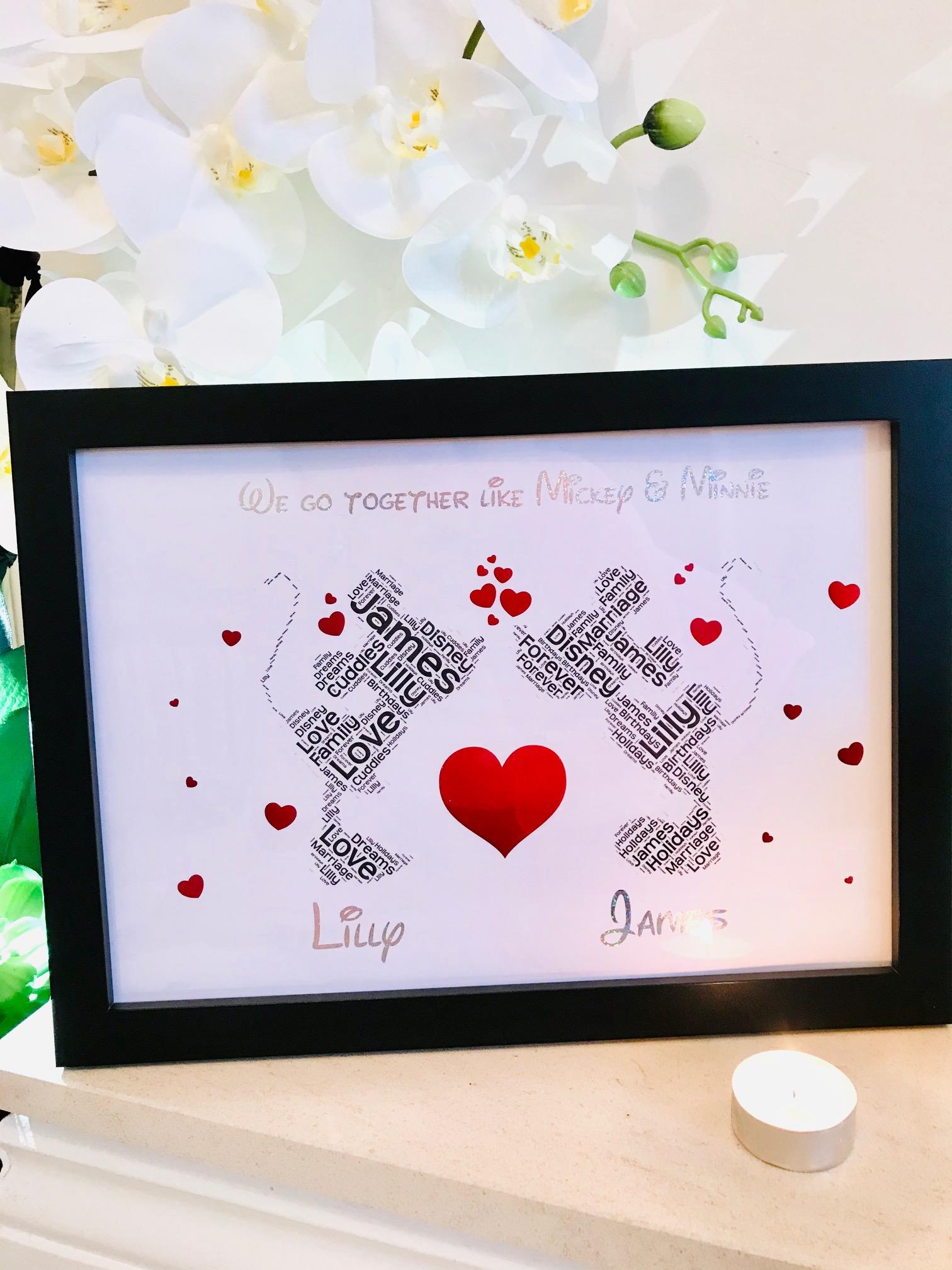 Personalised Mickey and Minnie Word Art print