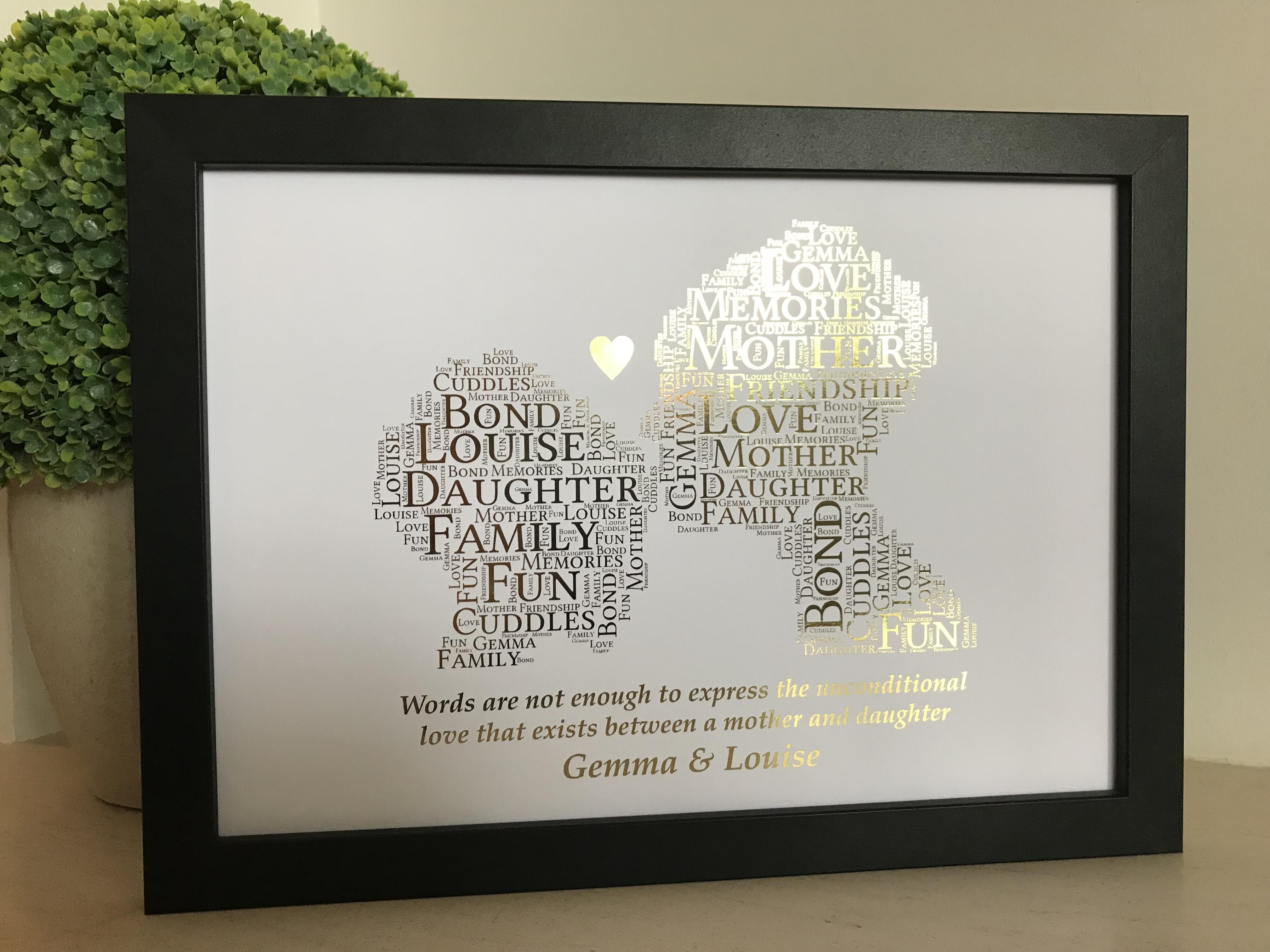 Personalised Mother and Daughter Word Art print