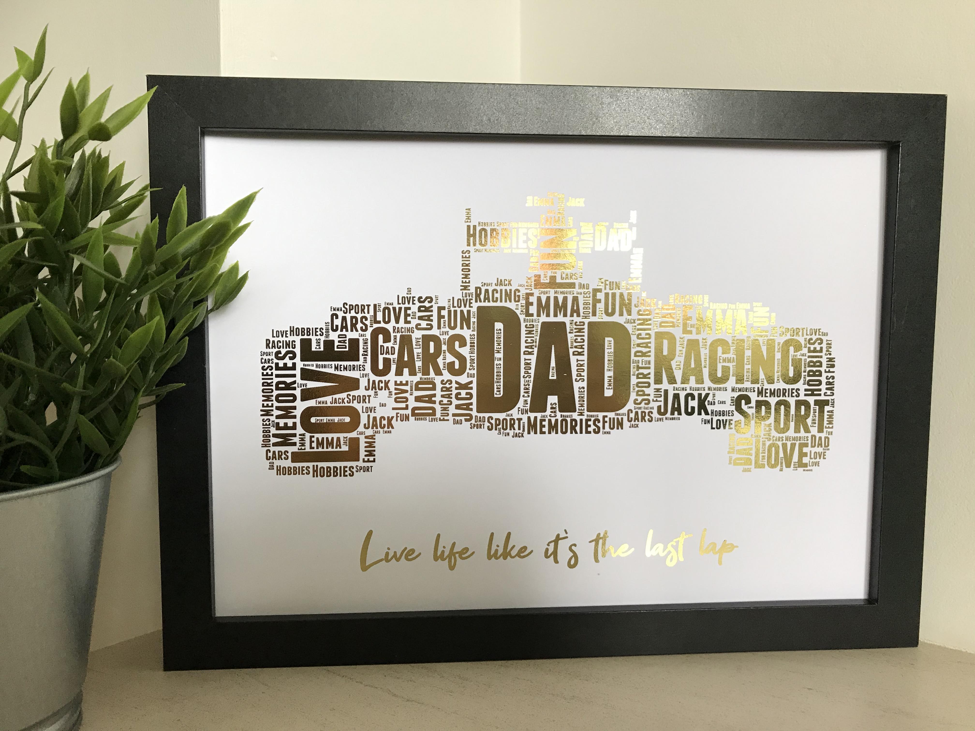 Personalised Racing Car Word Art print