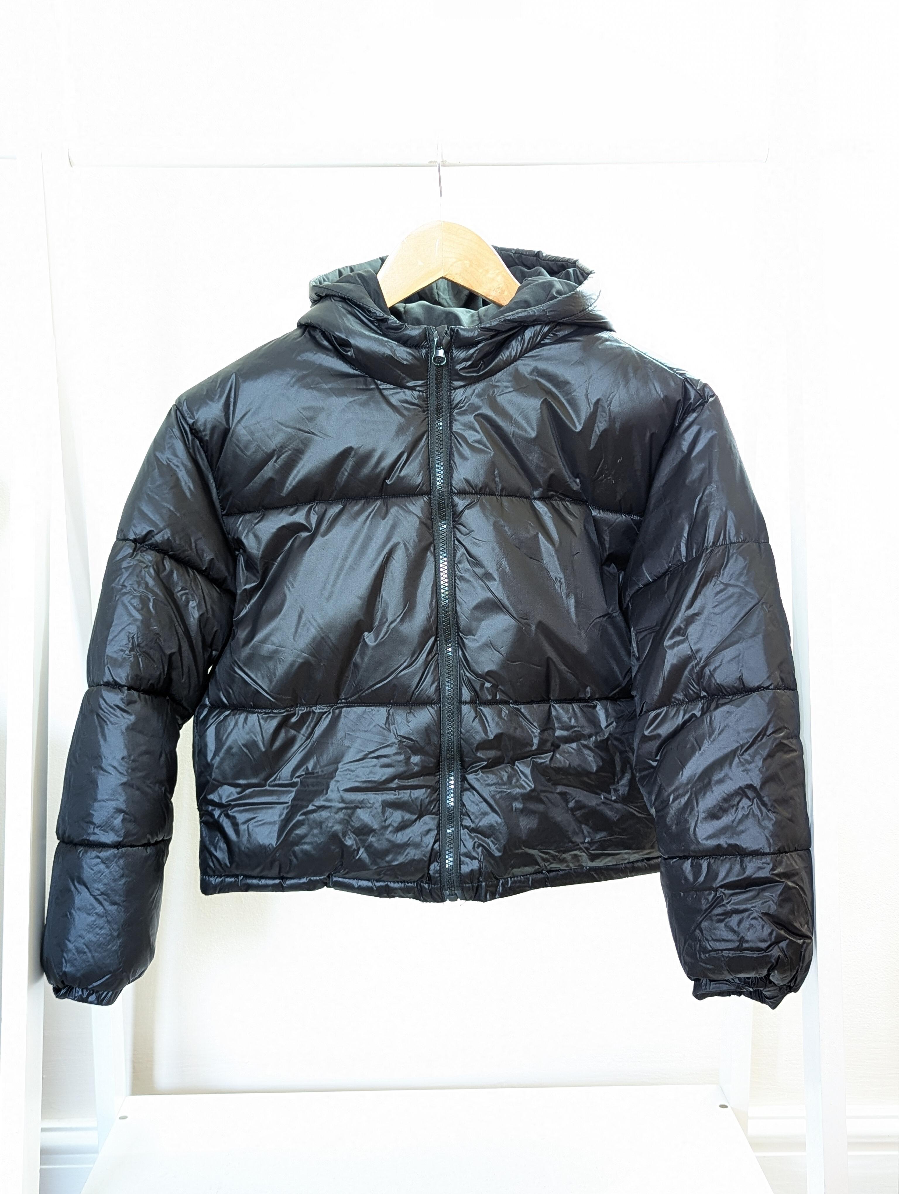 Shein 11-12 Years Black Shiny Coat