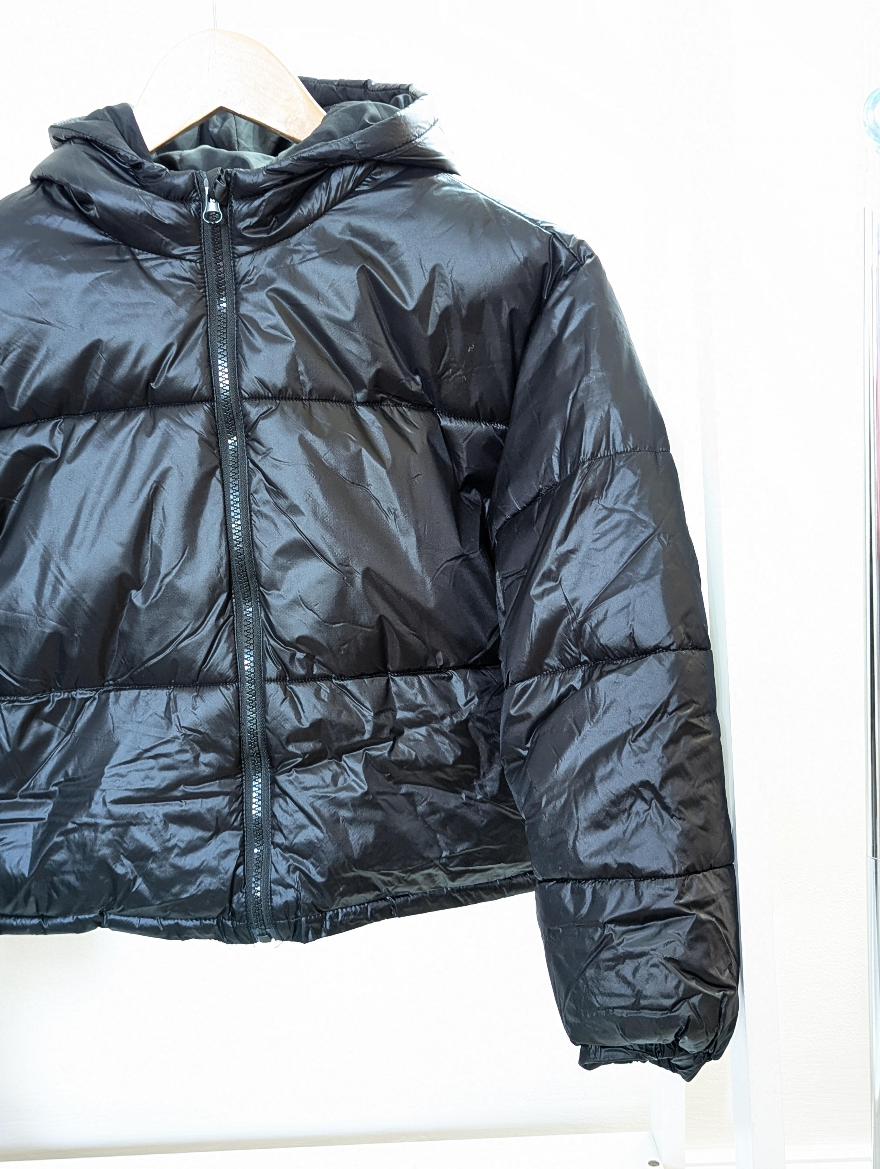 Shein 11-12 Years Black Shiny Coat