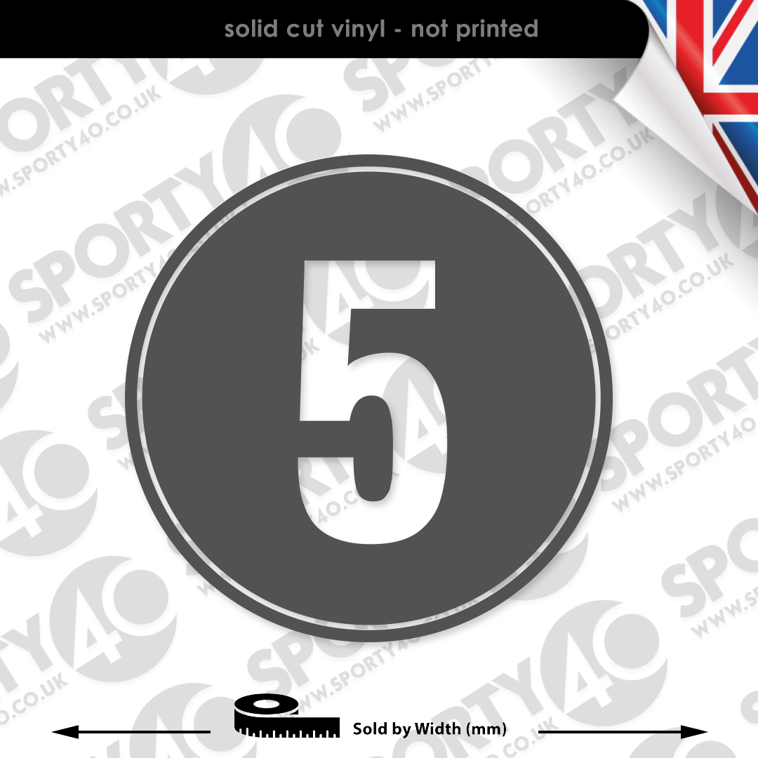 Cut-Out Number Roundel with Pinstripe Solid Vinyl Decal Sticker