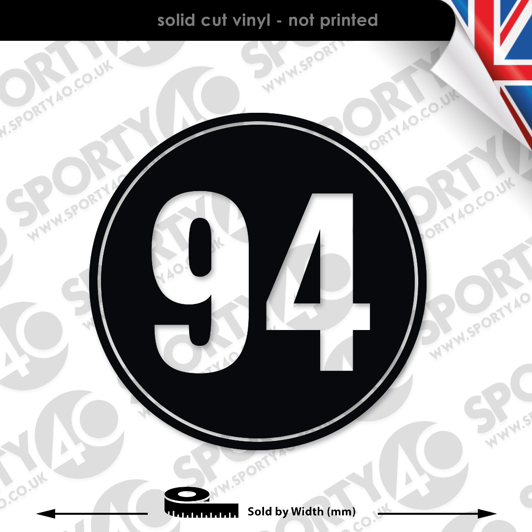 Cut-Out Number Roundel with Pinstripe Solid Vinyl Decal Sticker