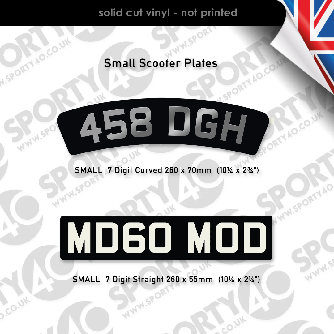 Self-Adhesive Scooter 7 Digit Vinyl Number Plate Sticker